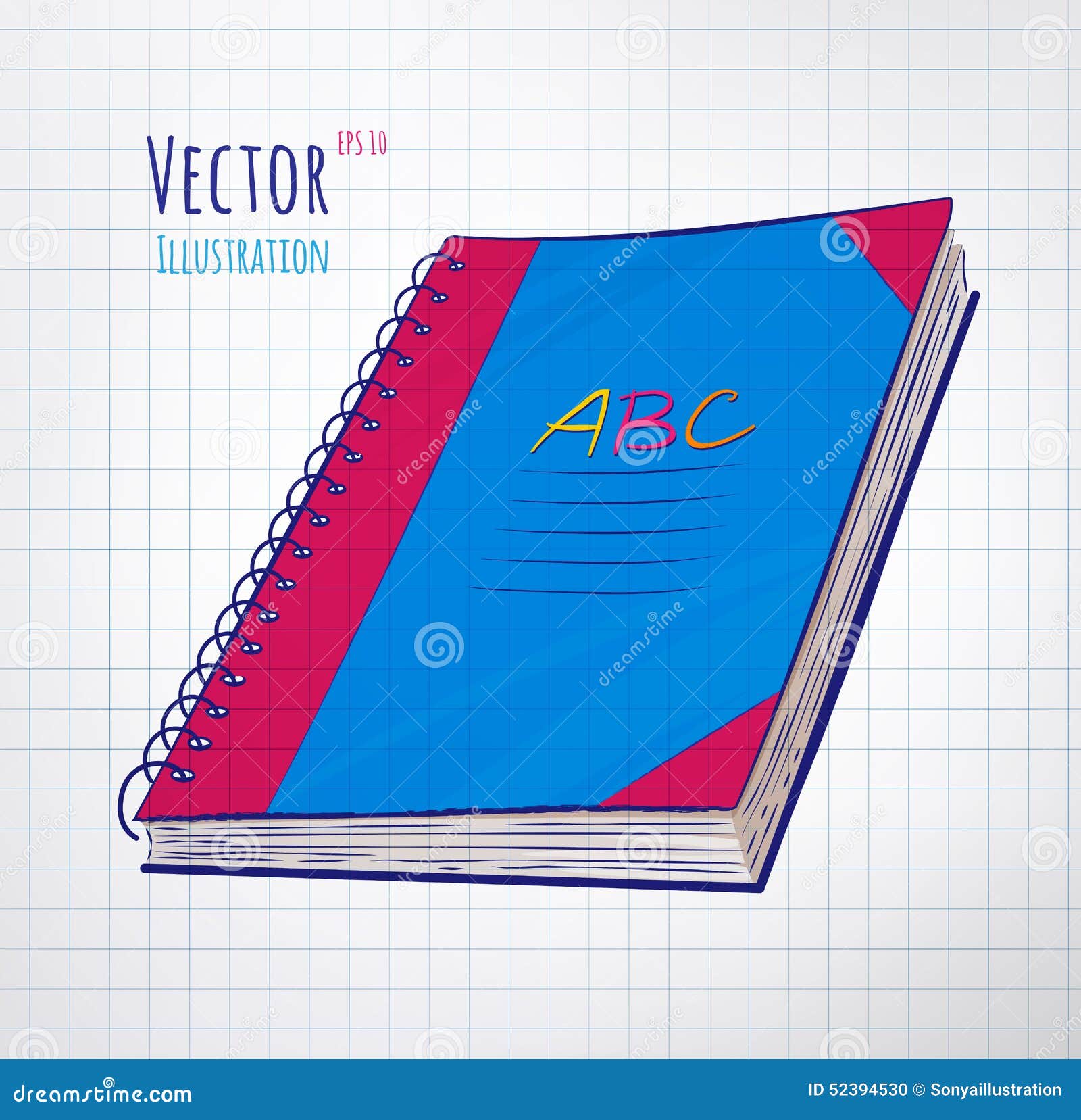School notebook stock vector. Illustration of checkered - 52394530