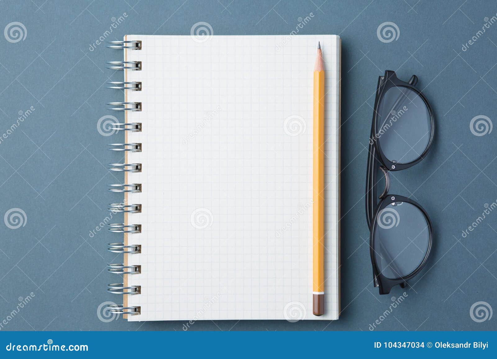 School Notebook on Dark Blue Background Stock Photo - Image of pencil ...