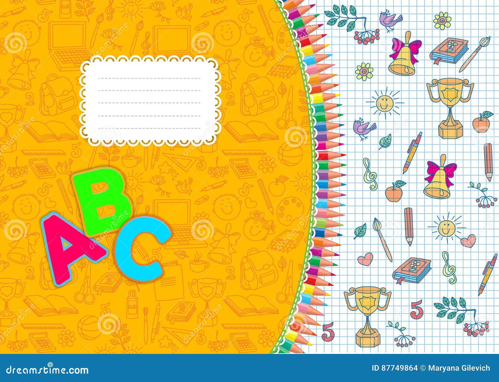 School Notebook Horizontal A4 Format Stock Vector - Illustration of ...