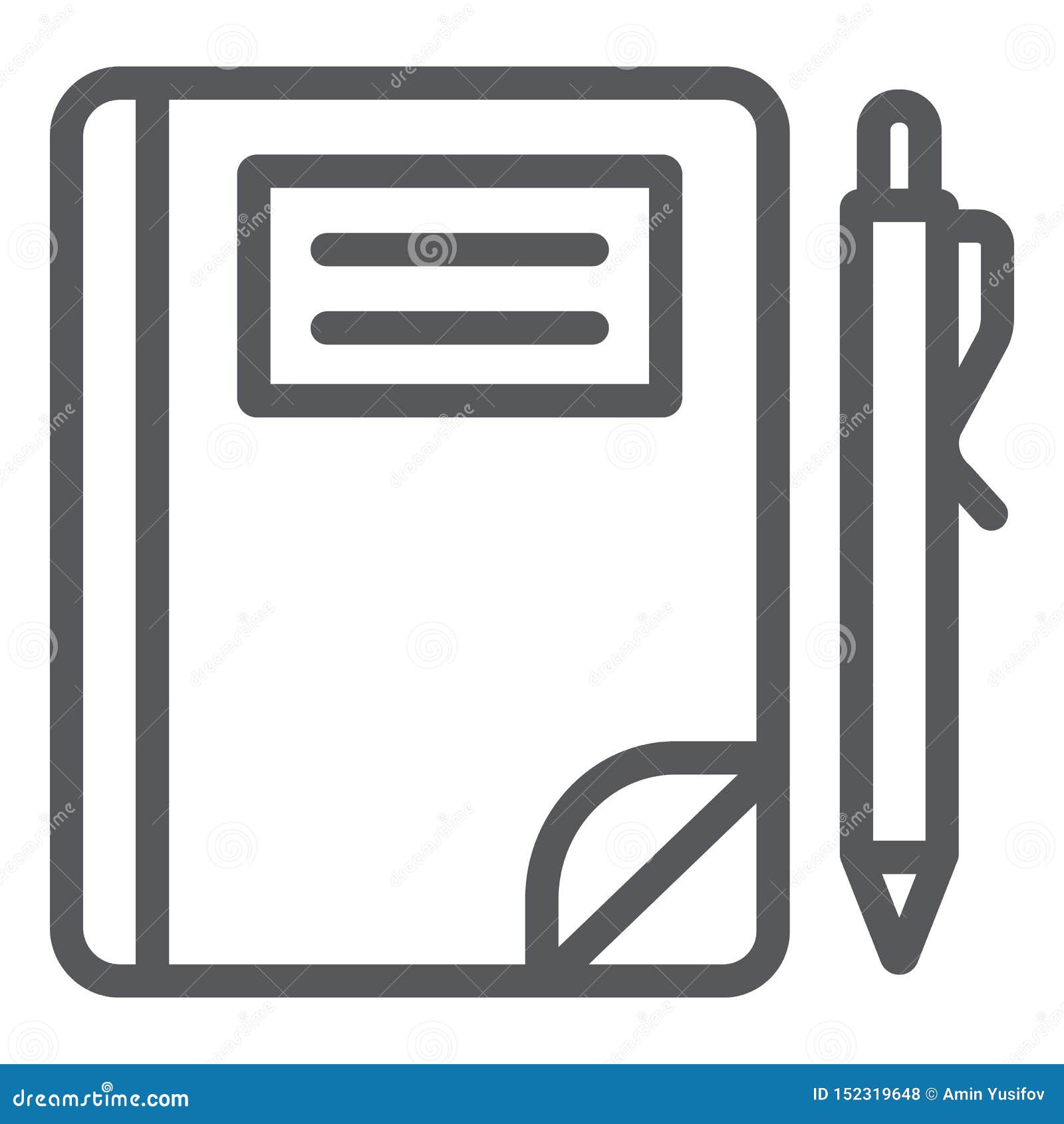 School Notebook Line Icon, Paper and Education, Note Sign, Vector ...