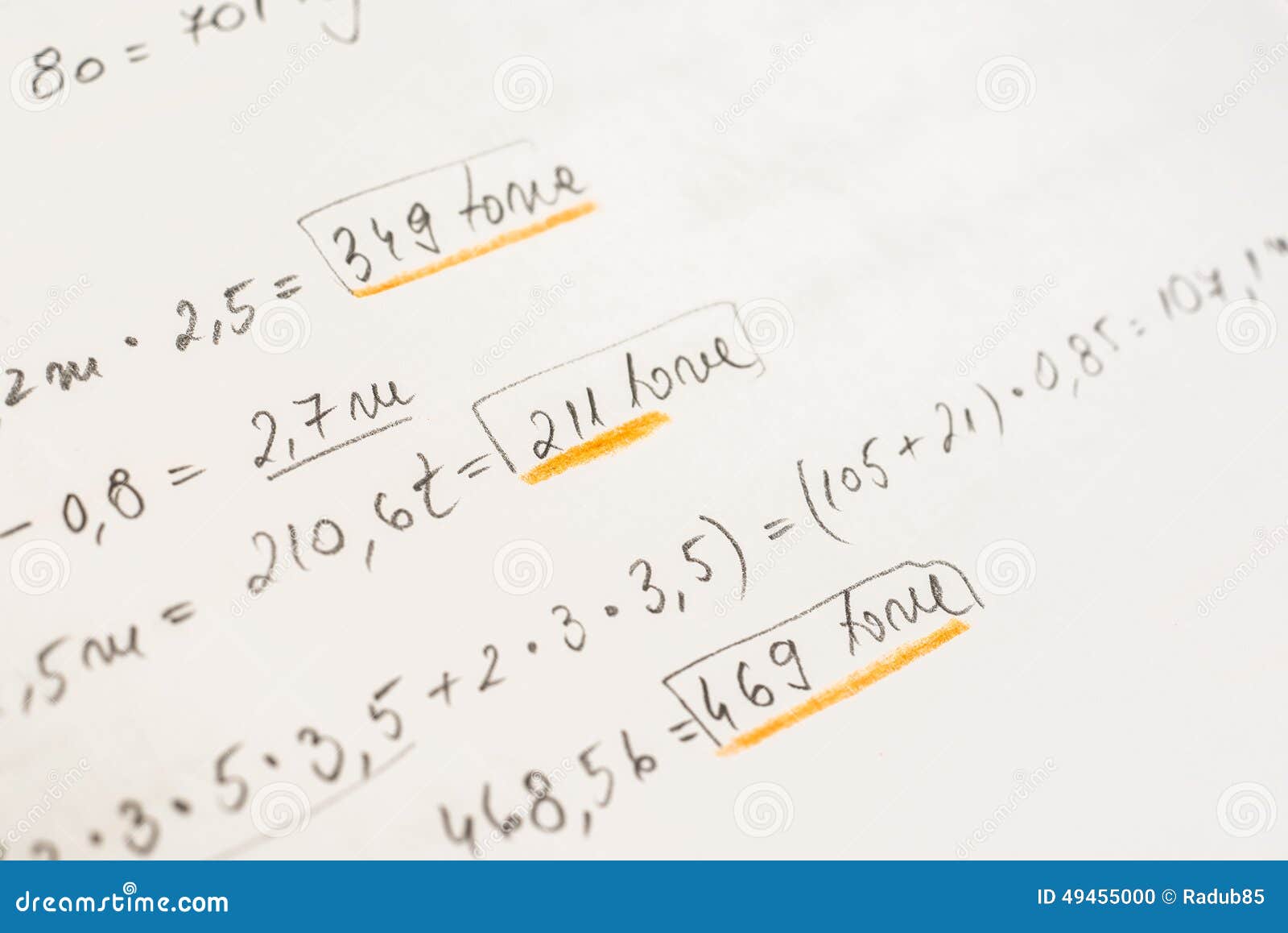 School Notebook with Mathematical Equations Stock Photo - Image of exam ...