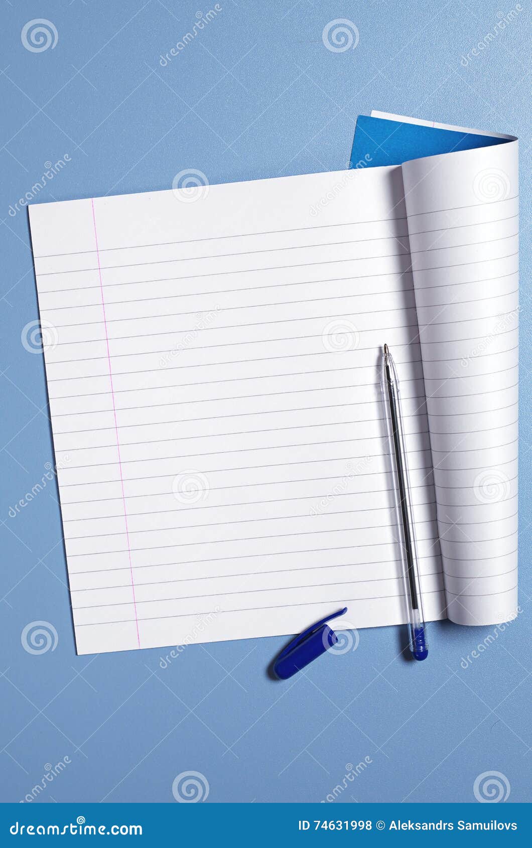 School notebook and pen stock photo. Image of education - 74631998