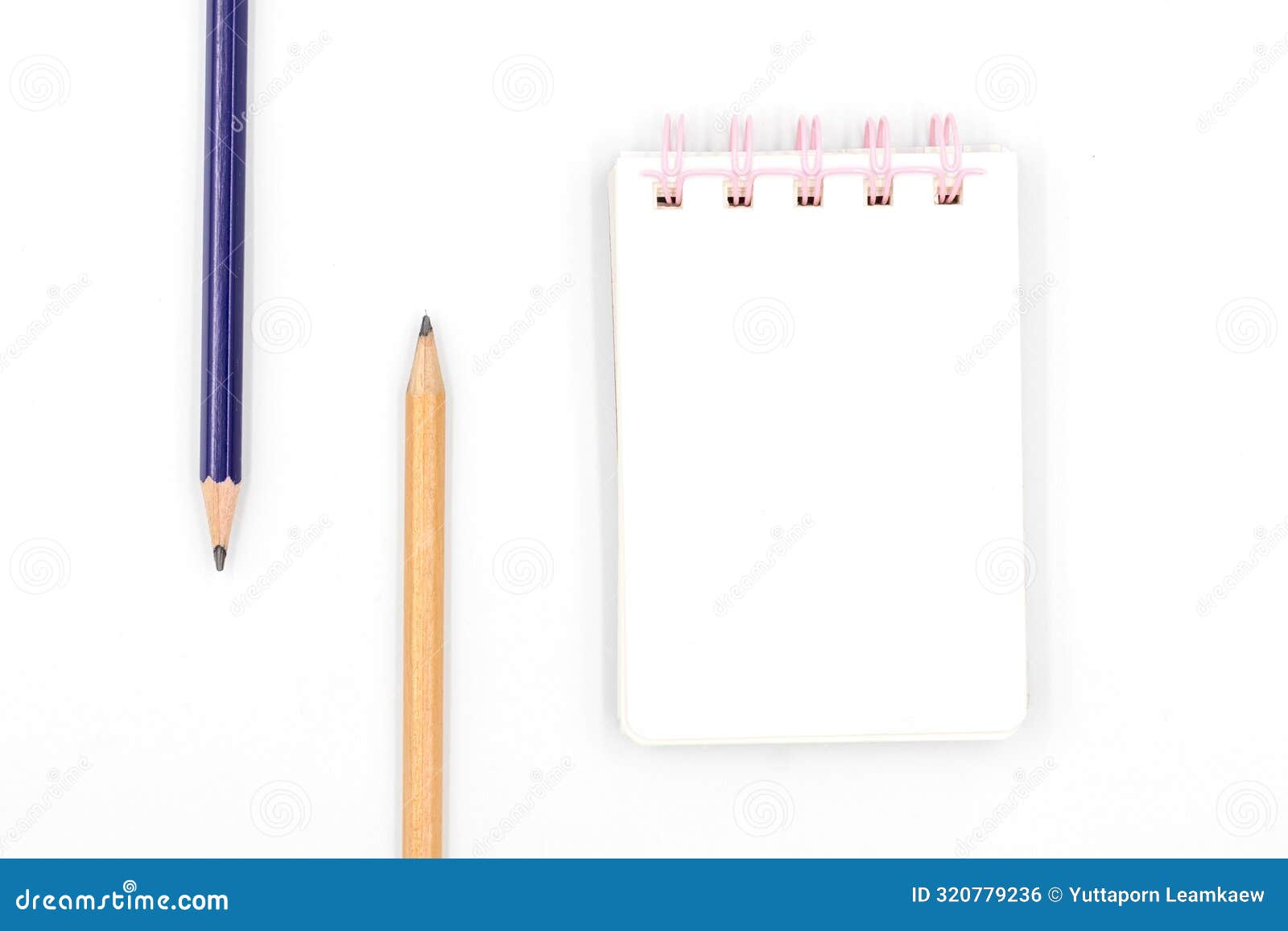 School Notebook with Pencil on White Background Stock Photo - Image of ...