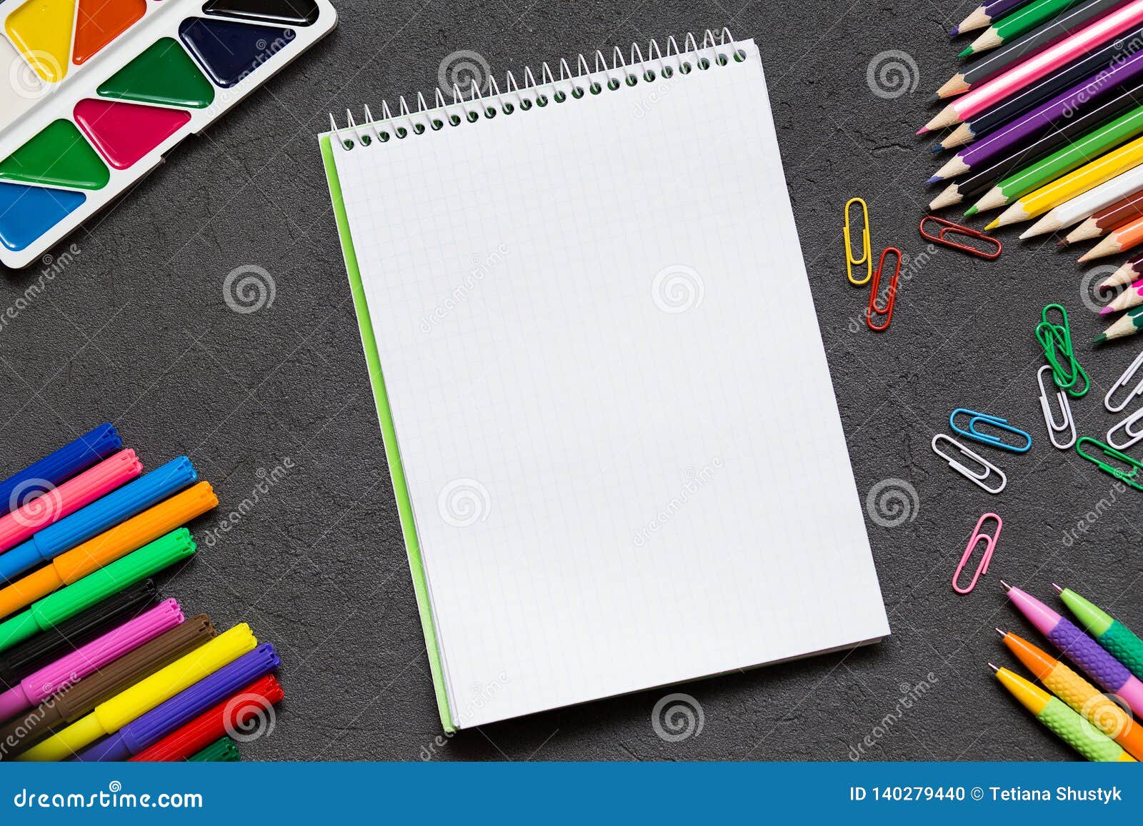 School Notebook and Various Stationery. Back To School Concept Stock ...
