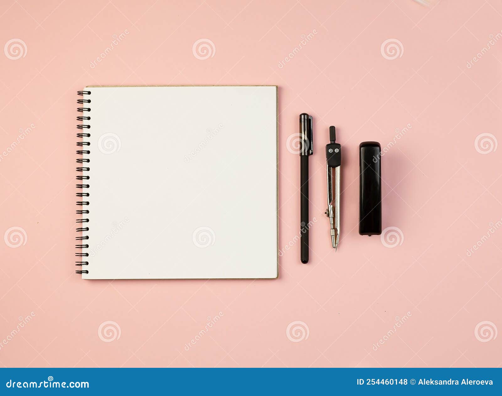 School Notebook with White Sheets for Records on a Pink Background ...