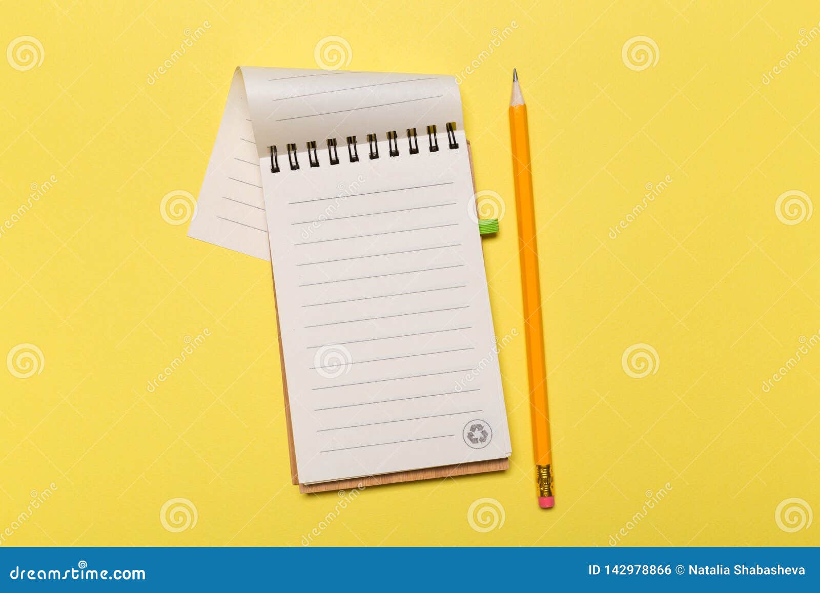 School Notebook on a Yellow Background Stock Photo - Image of open ...