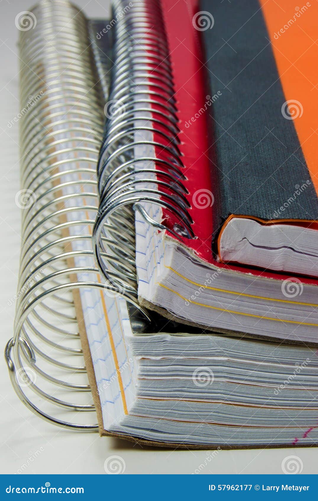 School Notebooks Stack, Old Fashioned, Isolated On White Background ...