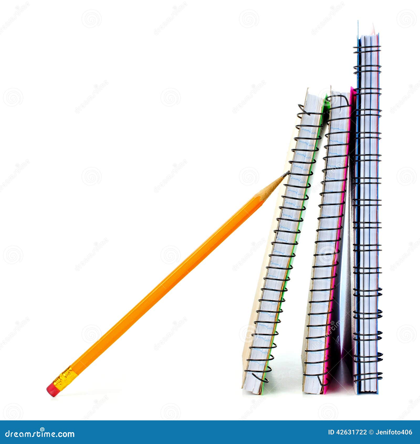 School Notebooks Stack, Old Fashioned, Isolated On White Background ...