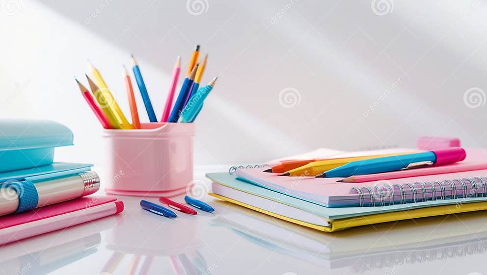 School Notebooks and Stationery on the Table Back To School Stock ...