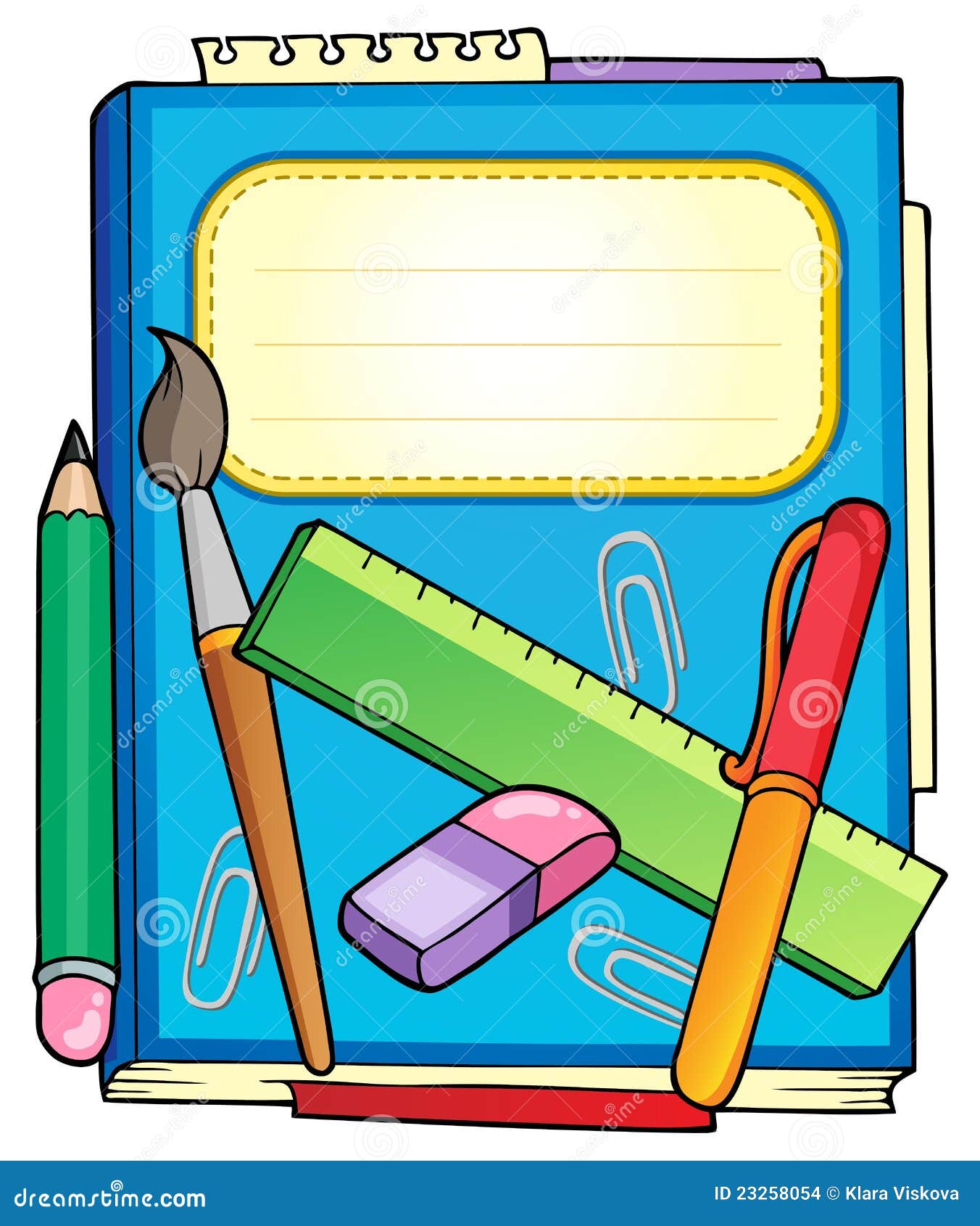 School Notepad with Stationery Stock Vector - Illustration of ...