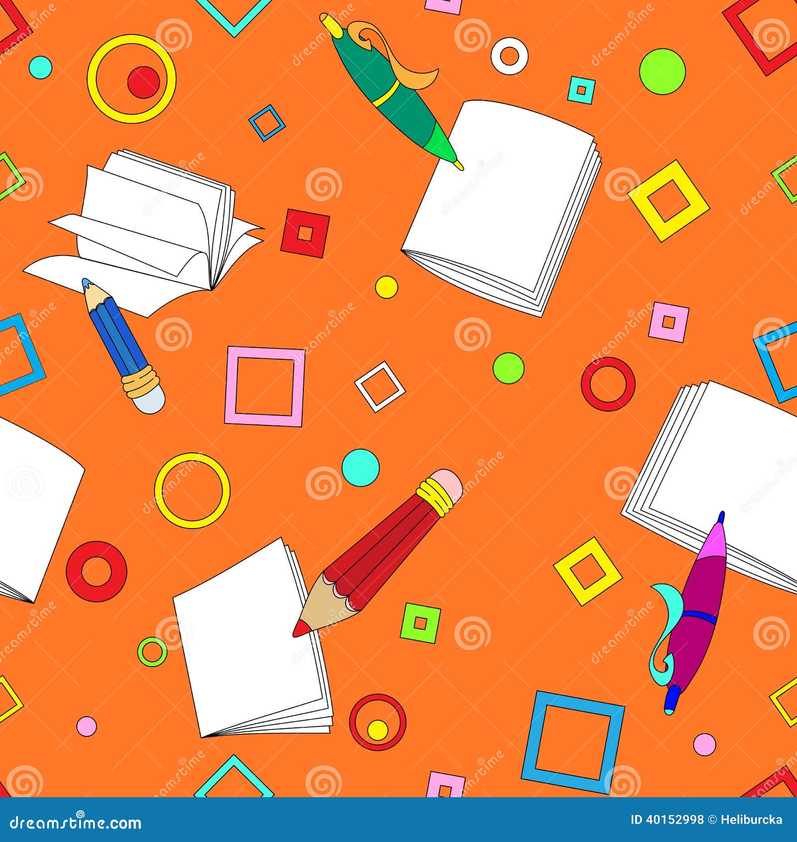 School Notes Seamless Pattern on Orange Background Stock Vector ...