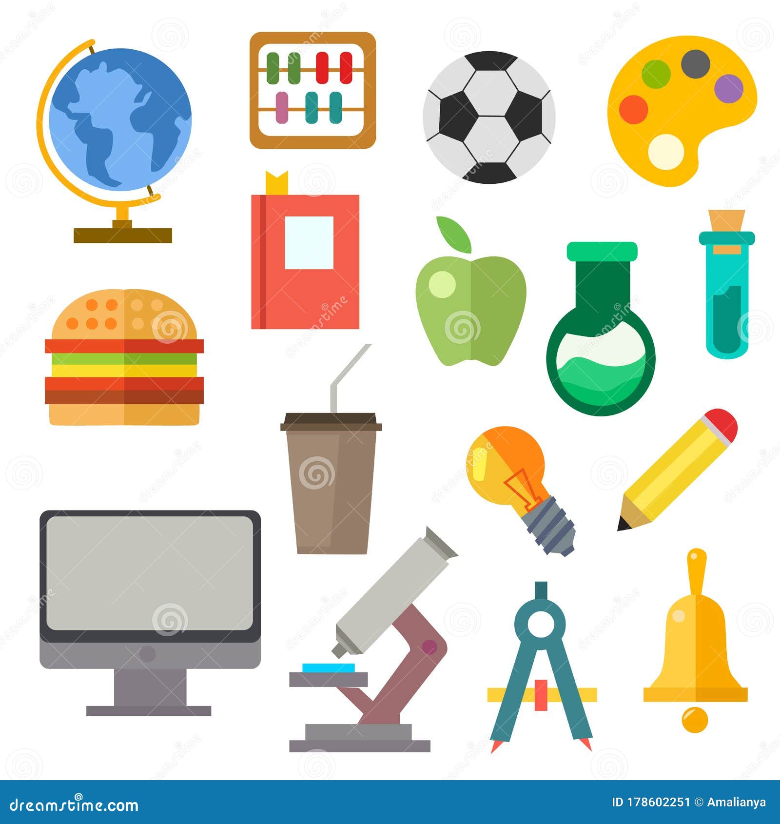School Object Element Education Icon Flat Style Stock Vector ...