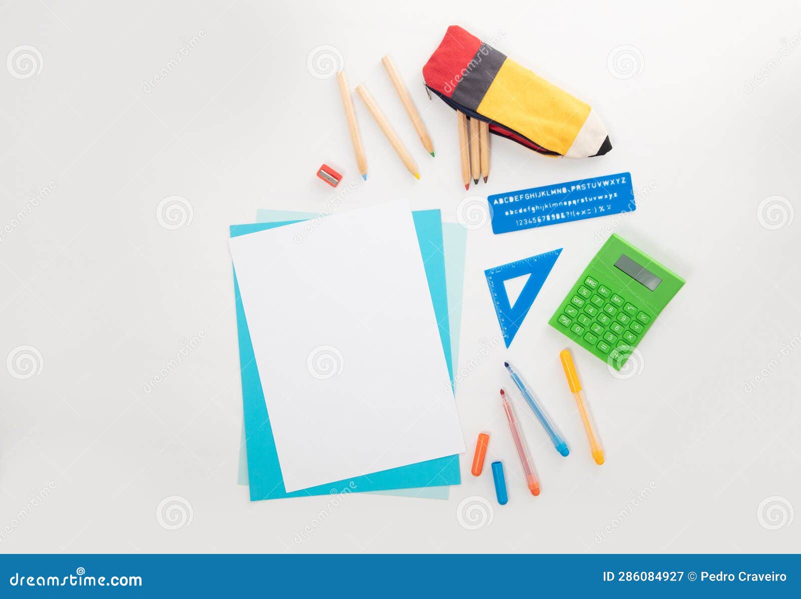 School Objects in Desk Table Stock Image - Image of writing, font ...