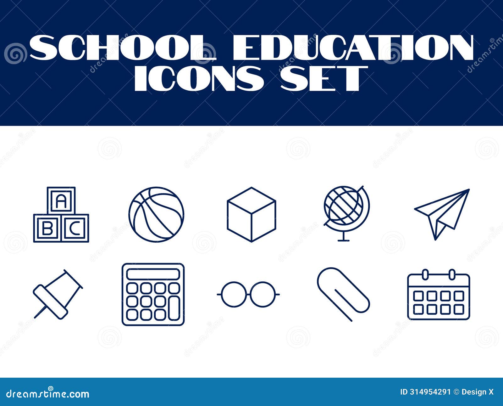School Objects Icons Set Vector Illustration Education Icon Student ...
