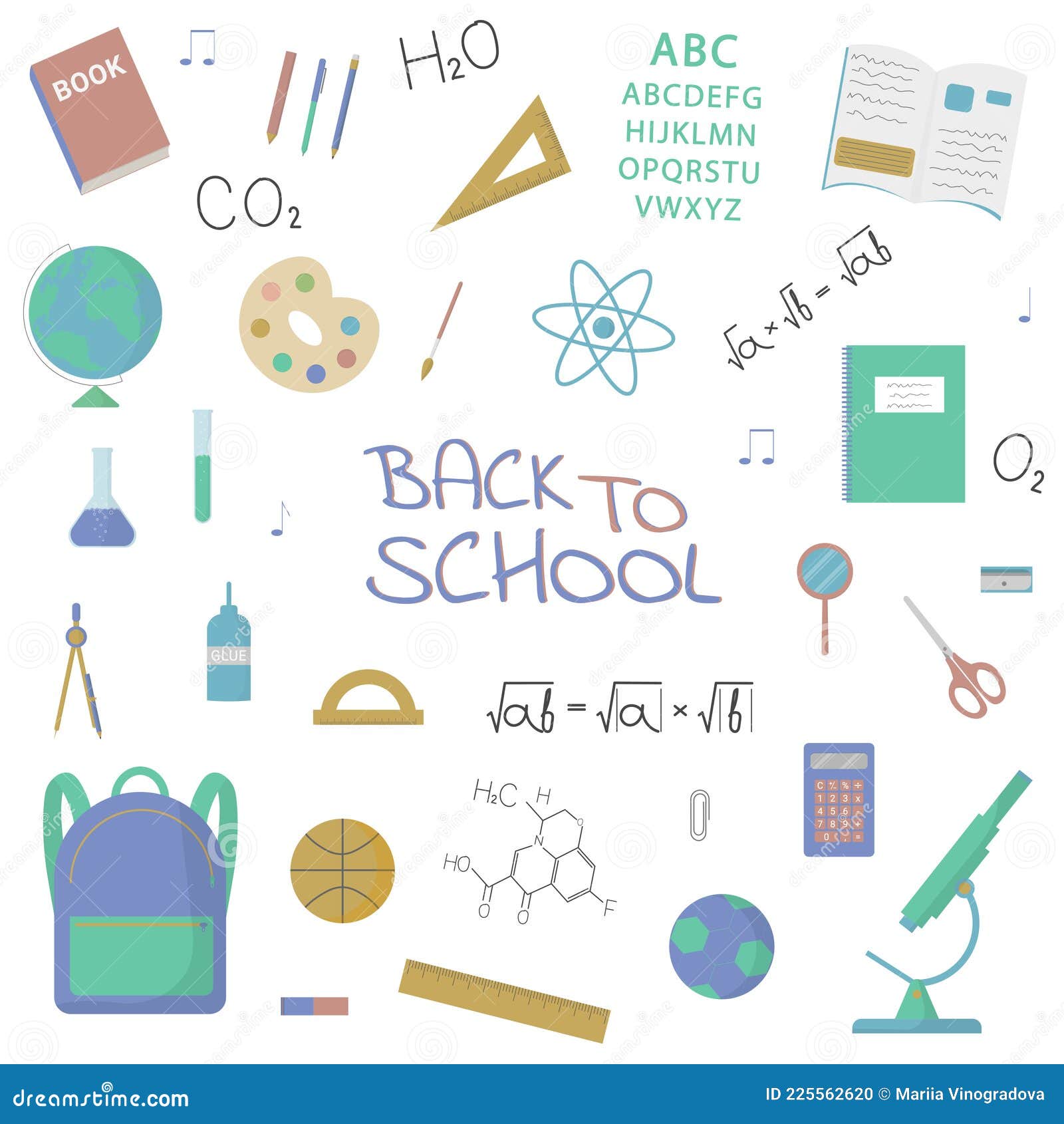 School Objects and Subjects Collection. Isolated Vector Items. Perfect for Infographics or ...