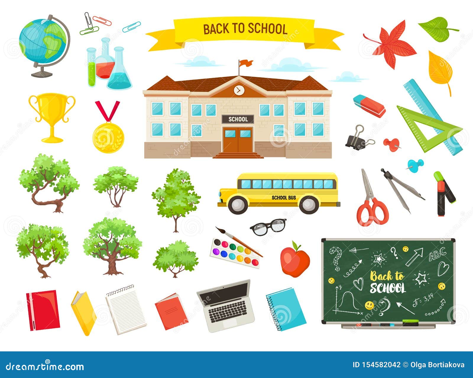 School Objects Vector Collection Stock Vector - Illustration of book ...