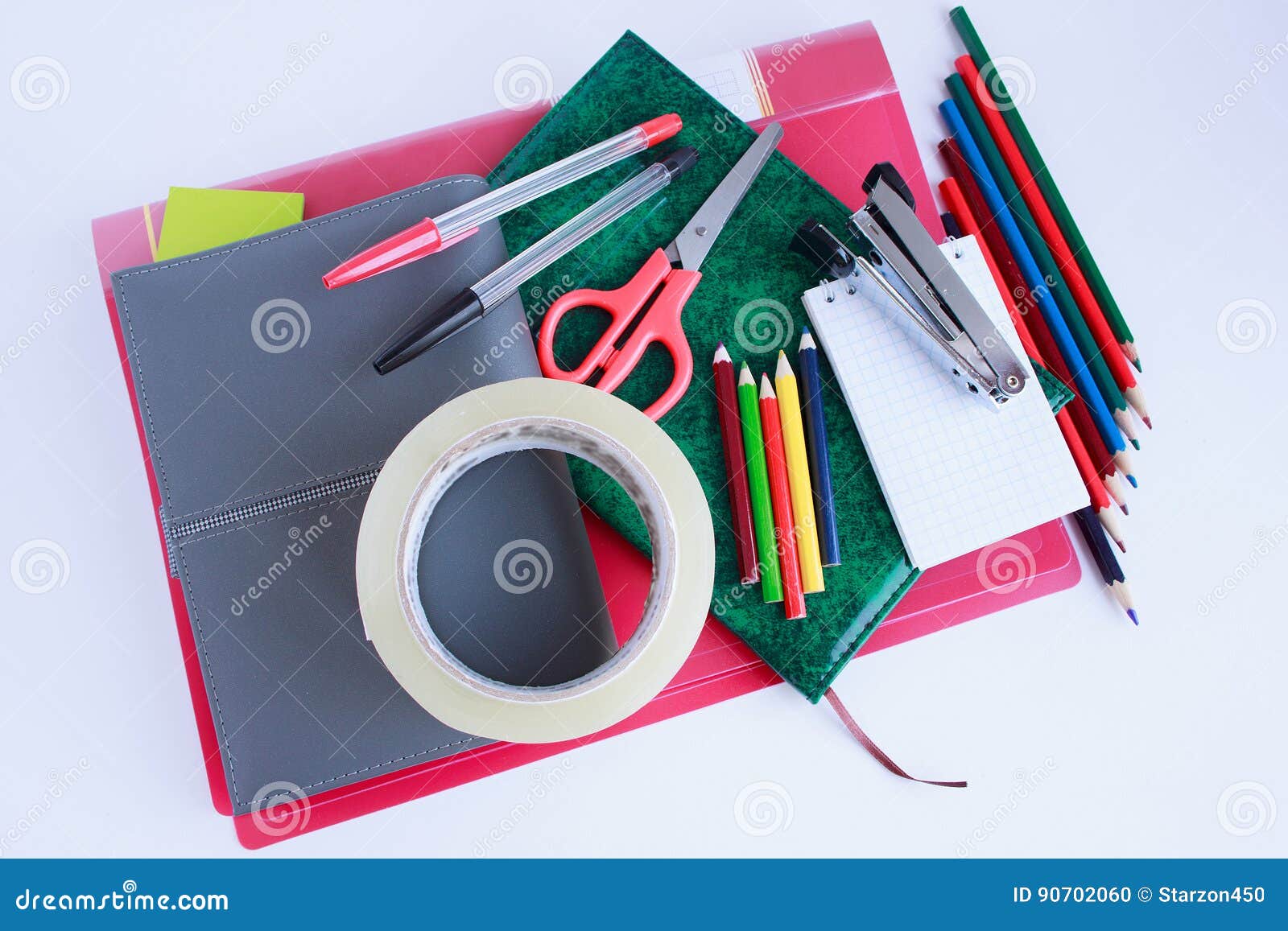 School and Office Stationary Isolated on White Background. Stock Photo ...