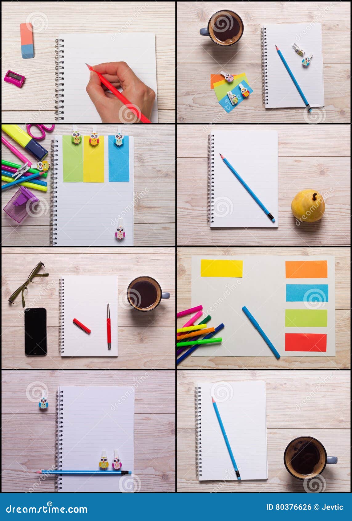 School and Office Supplies Collage Stock Photo - Image of color, object ...