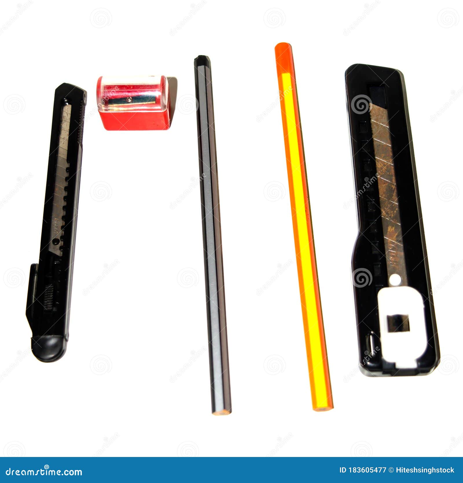 School Office Supplies. Different Stationery Items Isolated on White ...