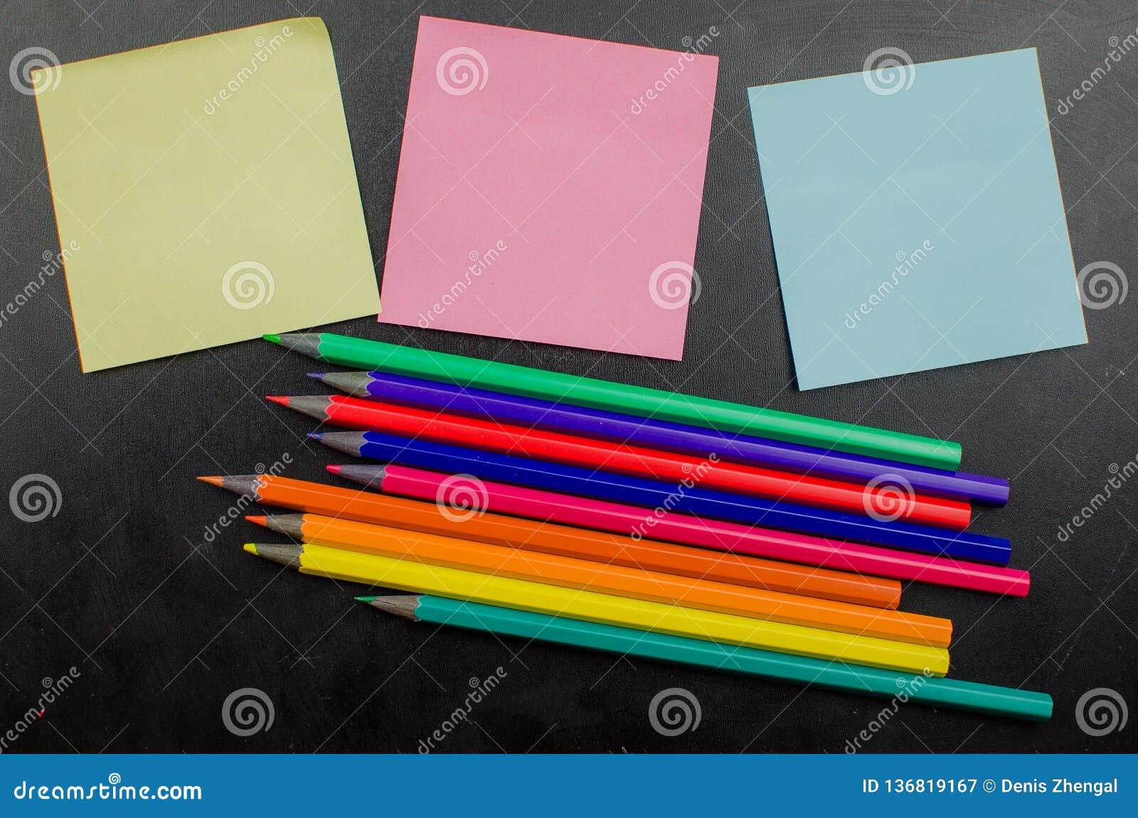 School Office Supplies Including Board. Copy Space for Text Stock Image ...