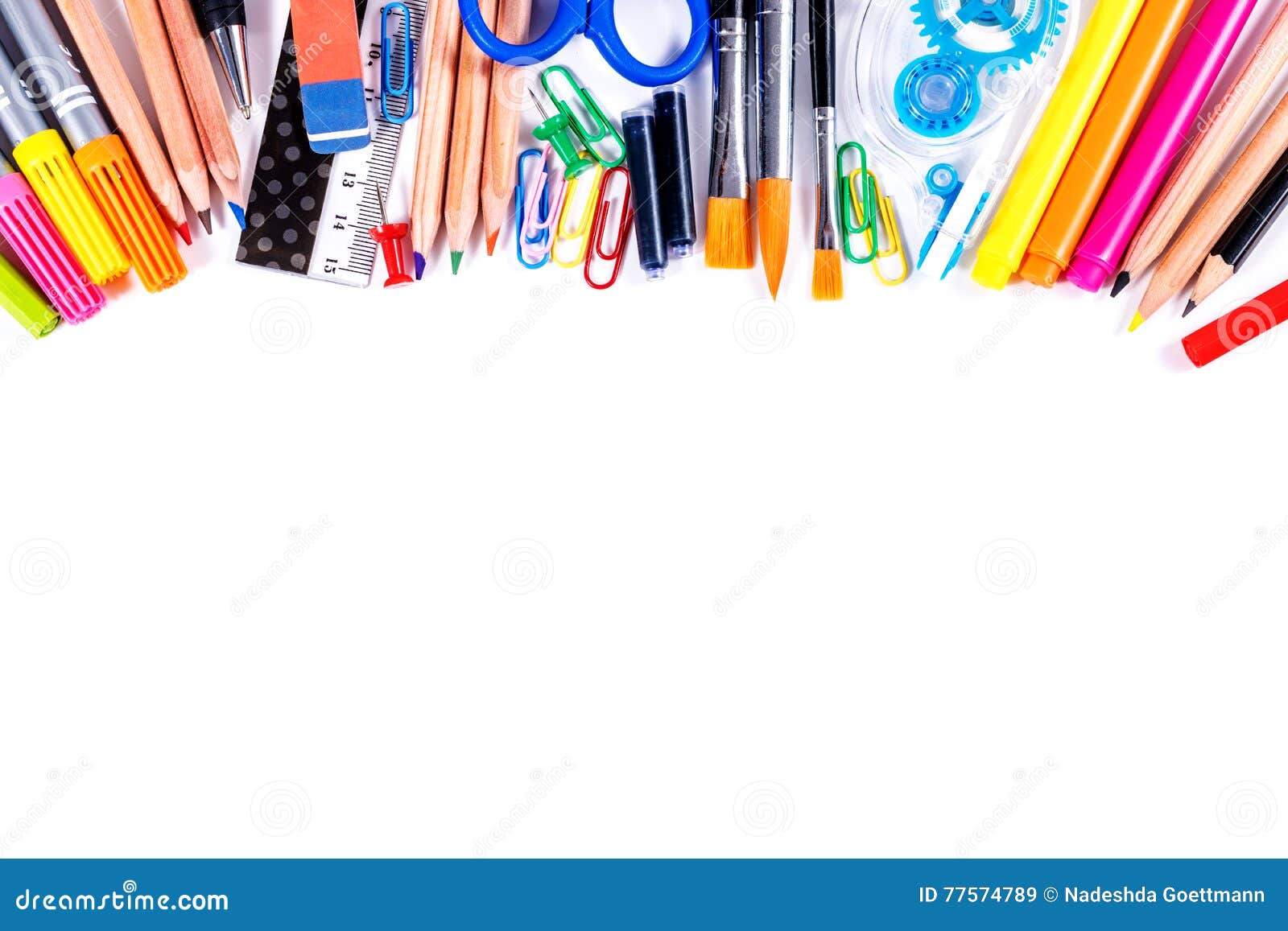School and Office Supplies Isolated on White Background. Stock Image ...