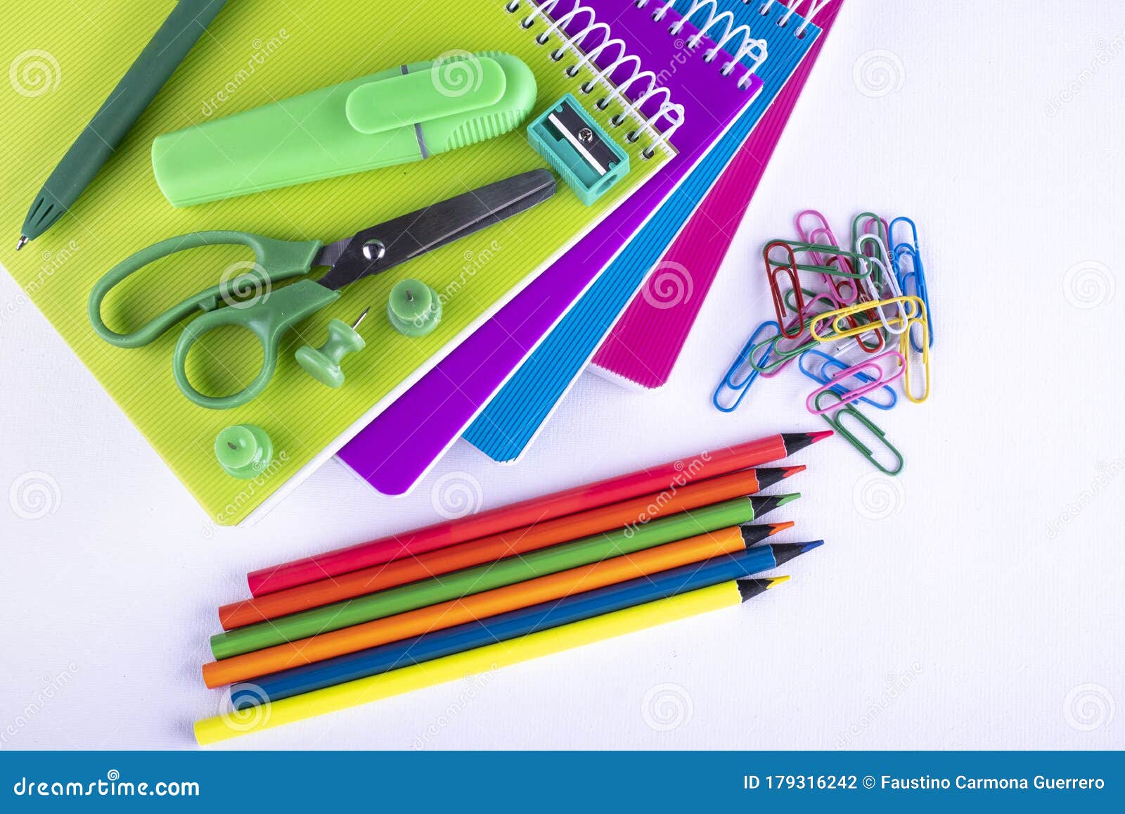 School and Office Supplies on White Background Stock Photo - Image of ...
