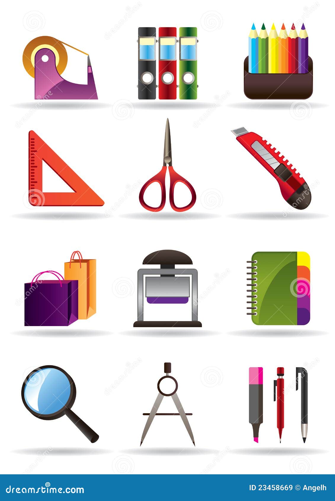 School and office tools stock vector. Illustration of cutter - 23458669