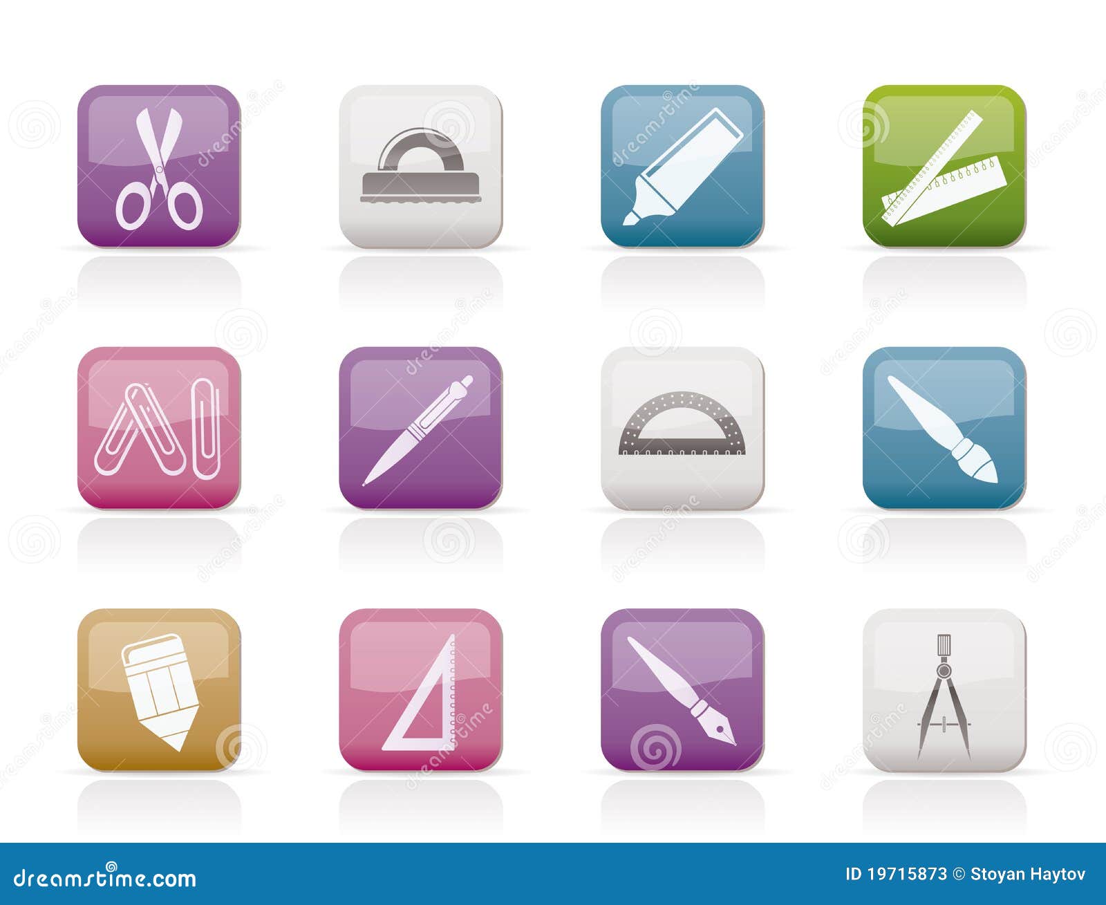 School and Office Tools Icons Stock Vector - Illustration of marker ...