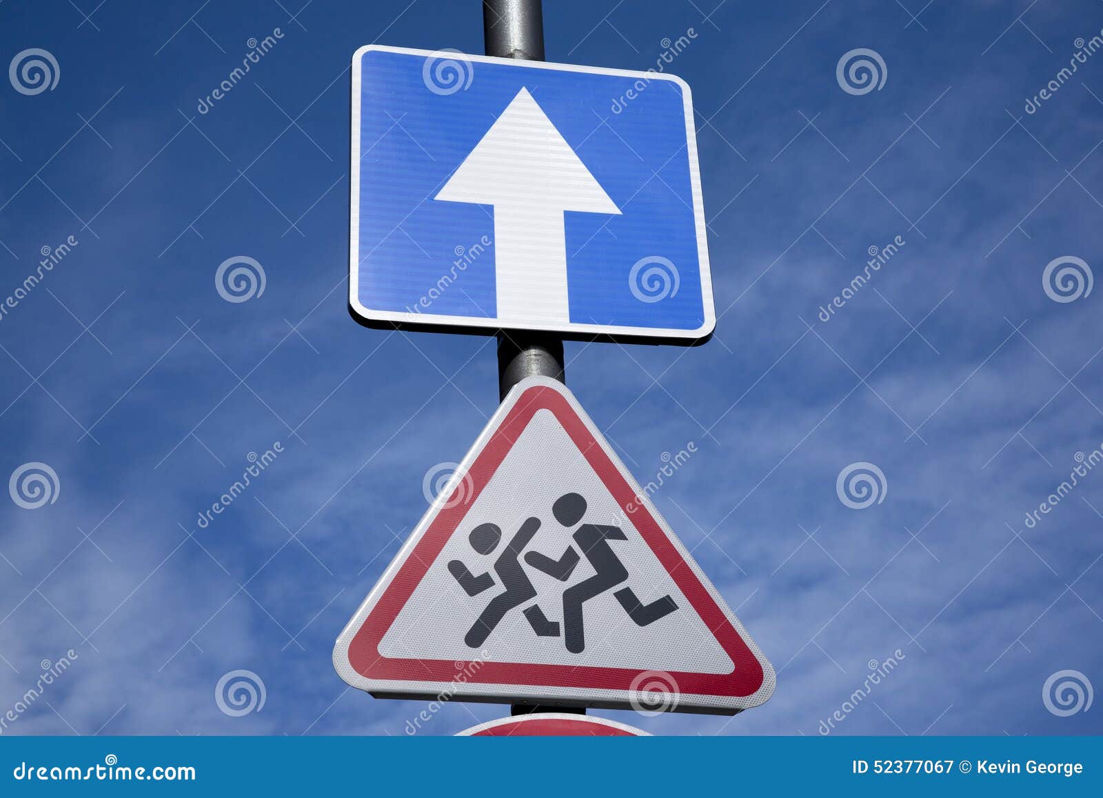 School and One Way Traffic Sign Stock Image - Image of traffic, success ...