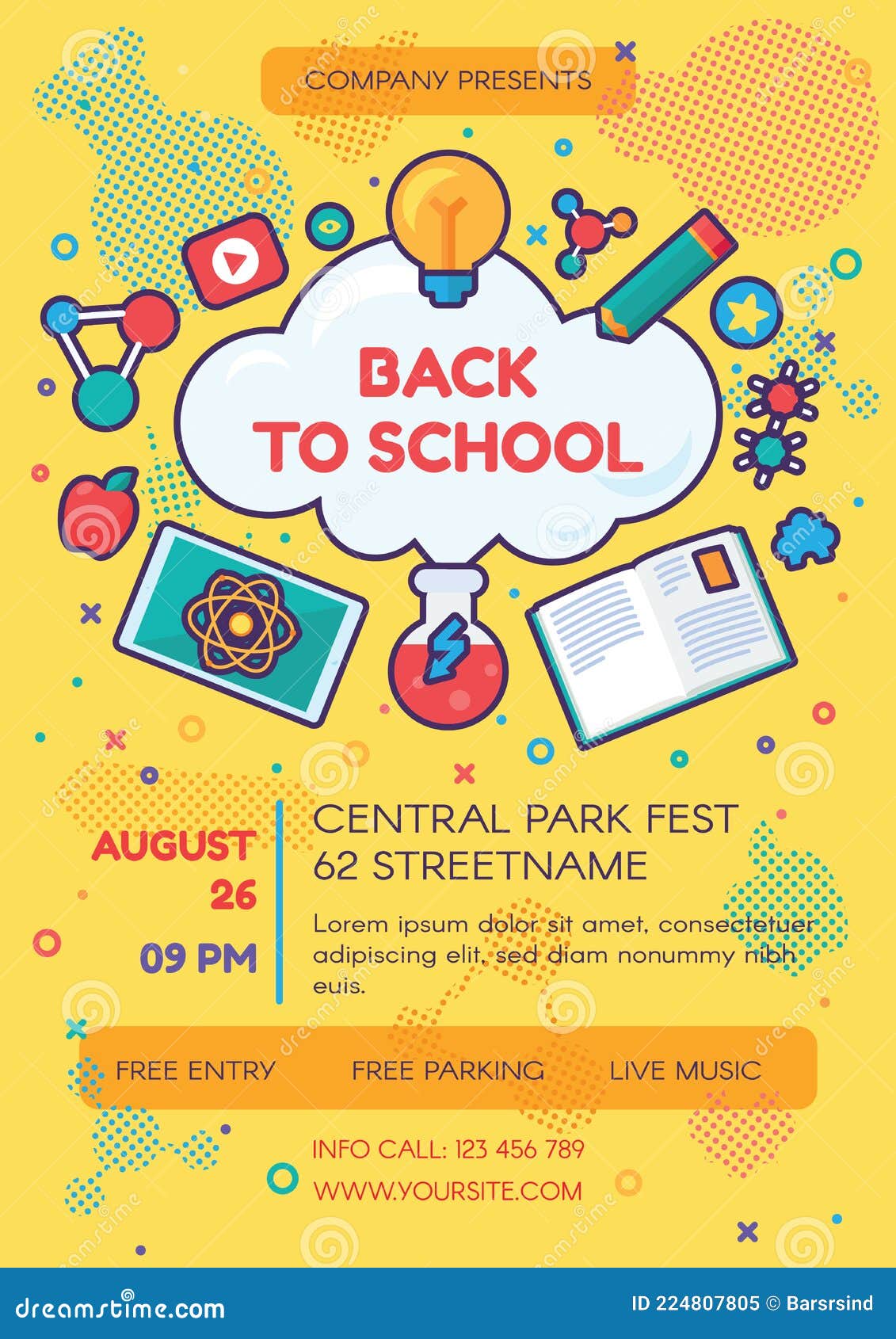 School Online Educational Poster Template Stock Vector - Illustration ...