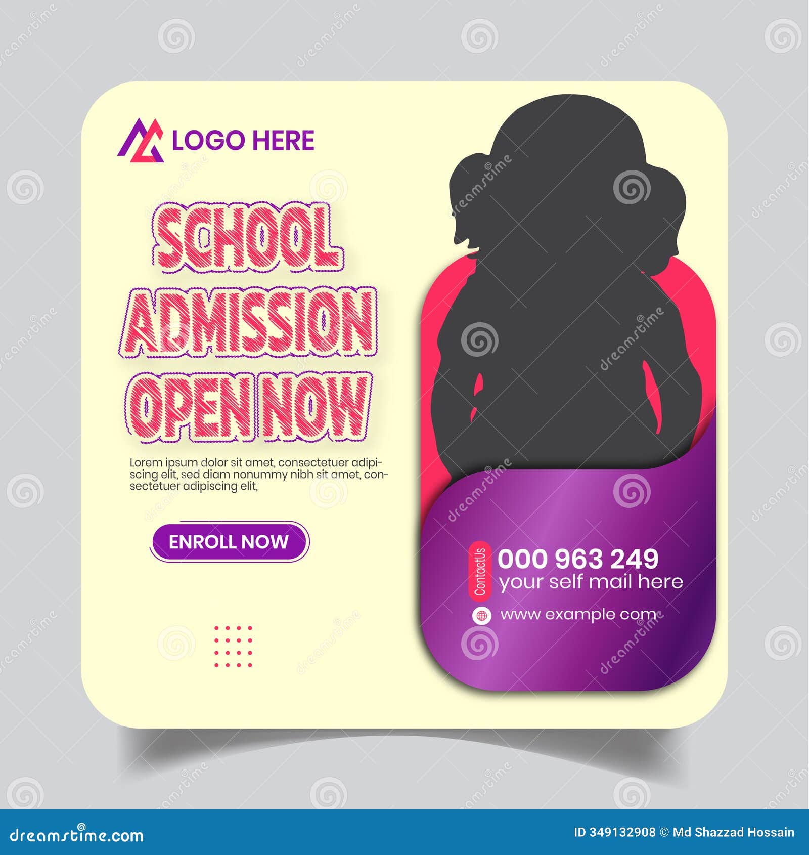 School Open Advertising Social Media Post Design Stock Vector ...