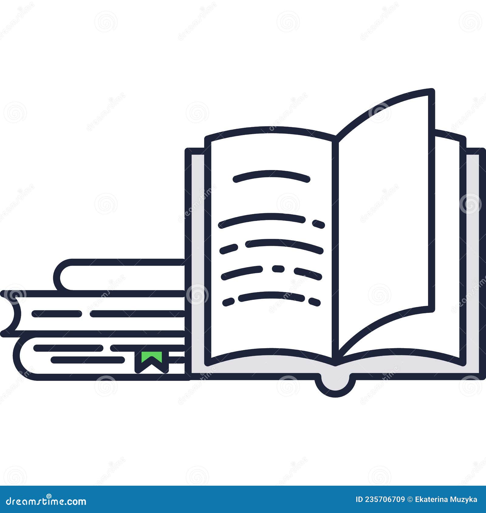 School Open Book and Stack Icon Vector Stock Vector - Illustration of ...