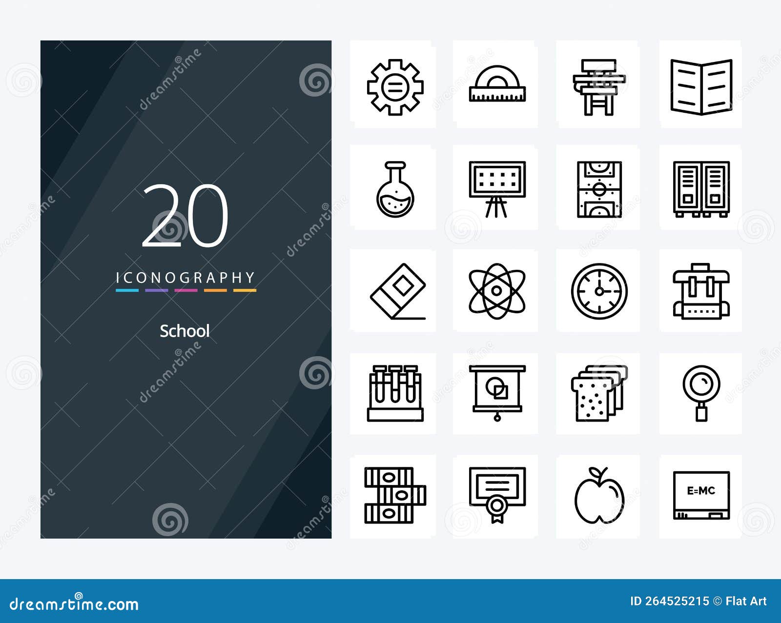 20 School Outline Icon for Presentation Stock Vector - Illustration of ...