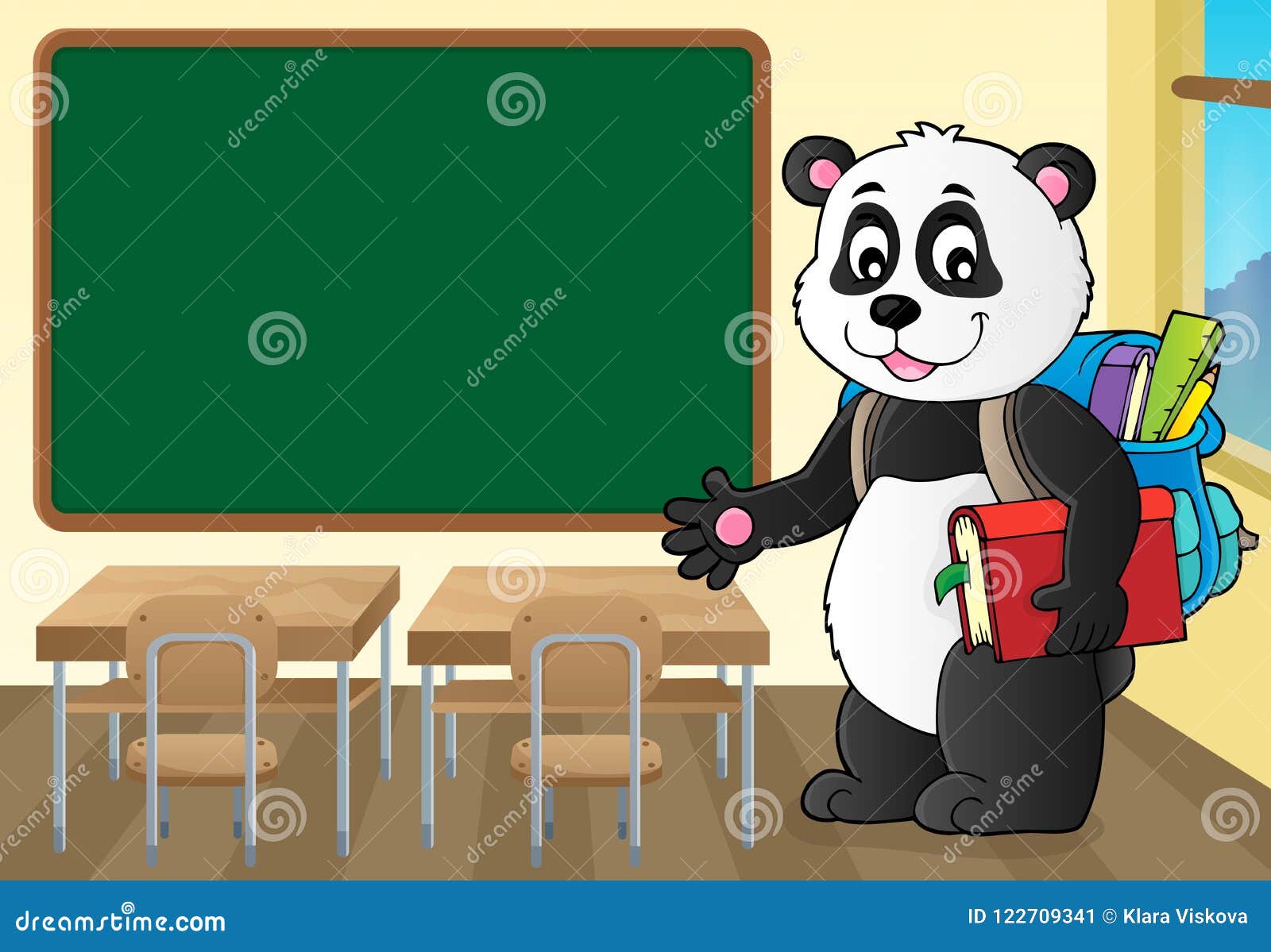 School panda theme image 2 stock vector. Illustration of happy - 122709341