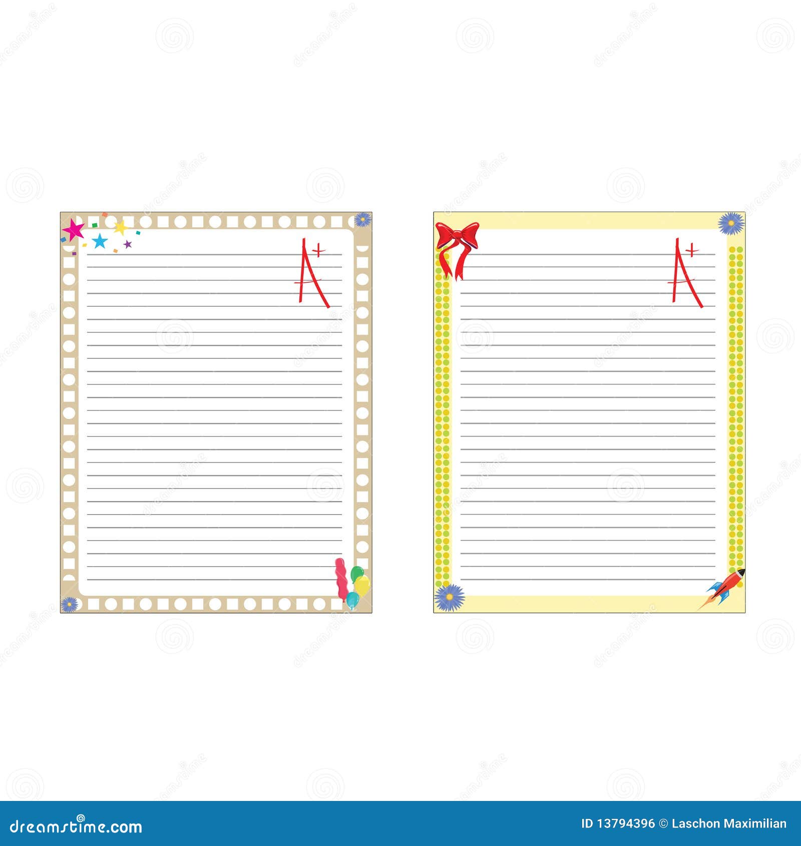 School Paper Notes Isolated on White Stock Vector - Illustration of ...