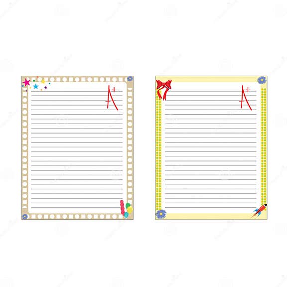 School Paper Notes Isolated on White Stock Vector - Illustration of ...