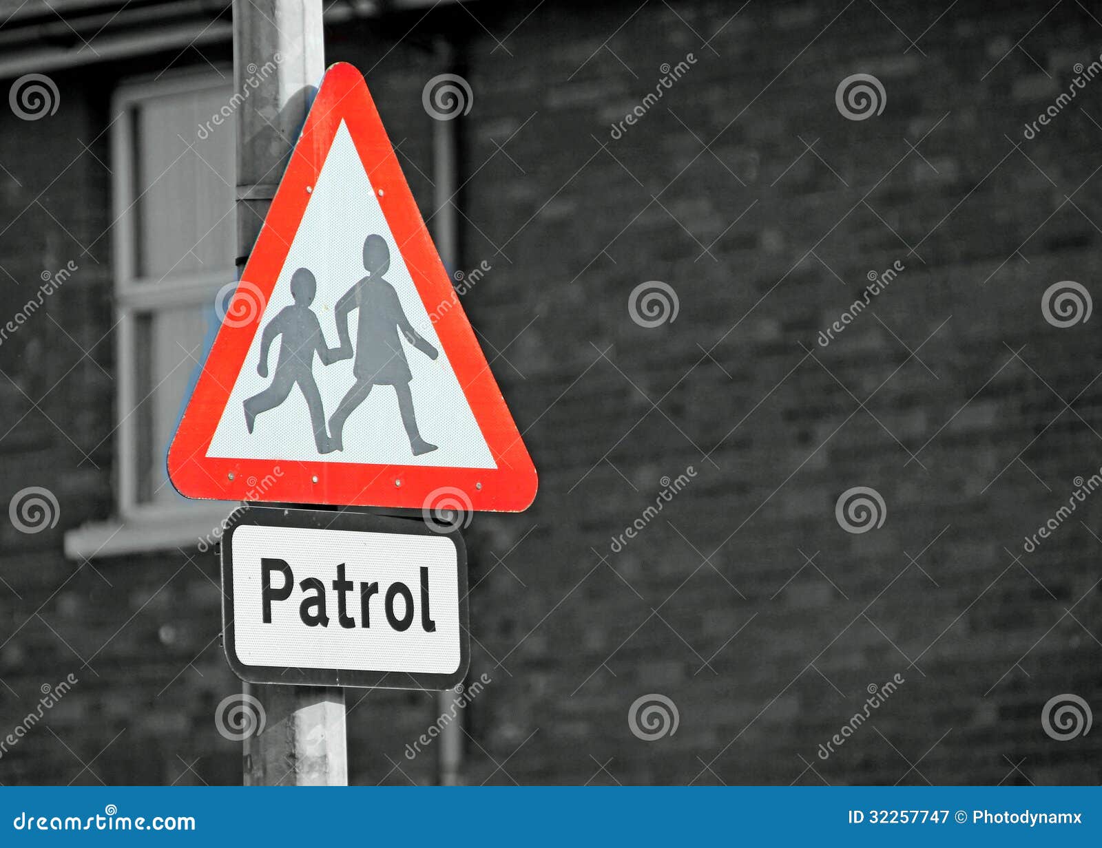School patrol sign stock image. Image of calming, street - 32257747