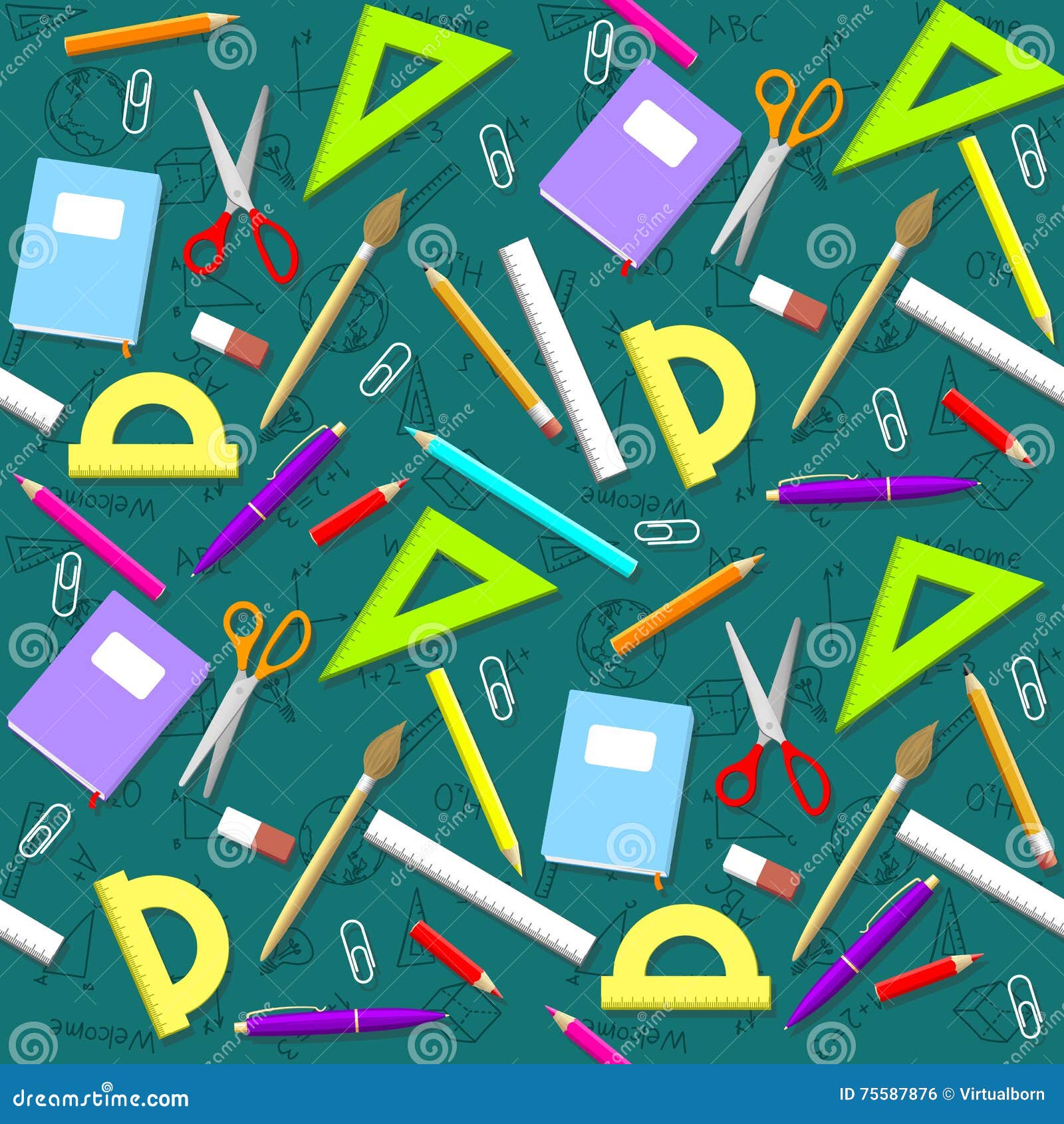 School Pattern. Background with Objects Stock Vector - Illustration of ...