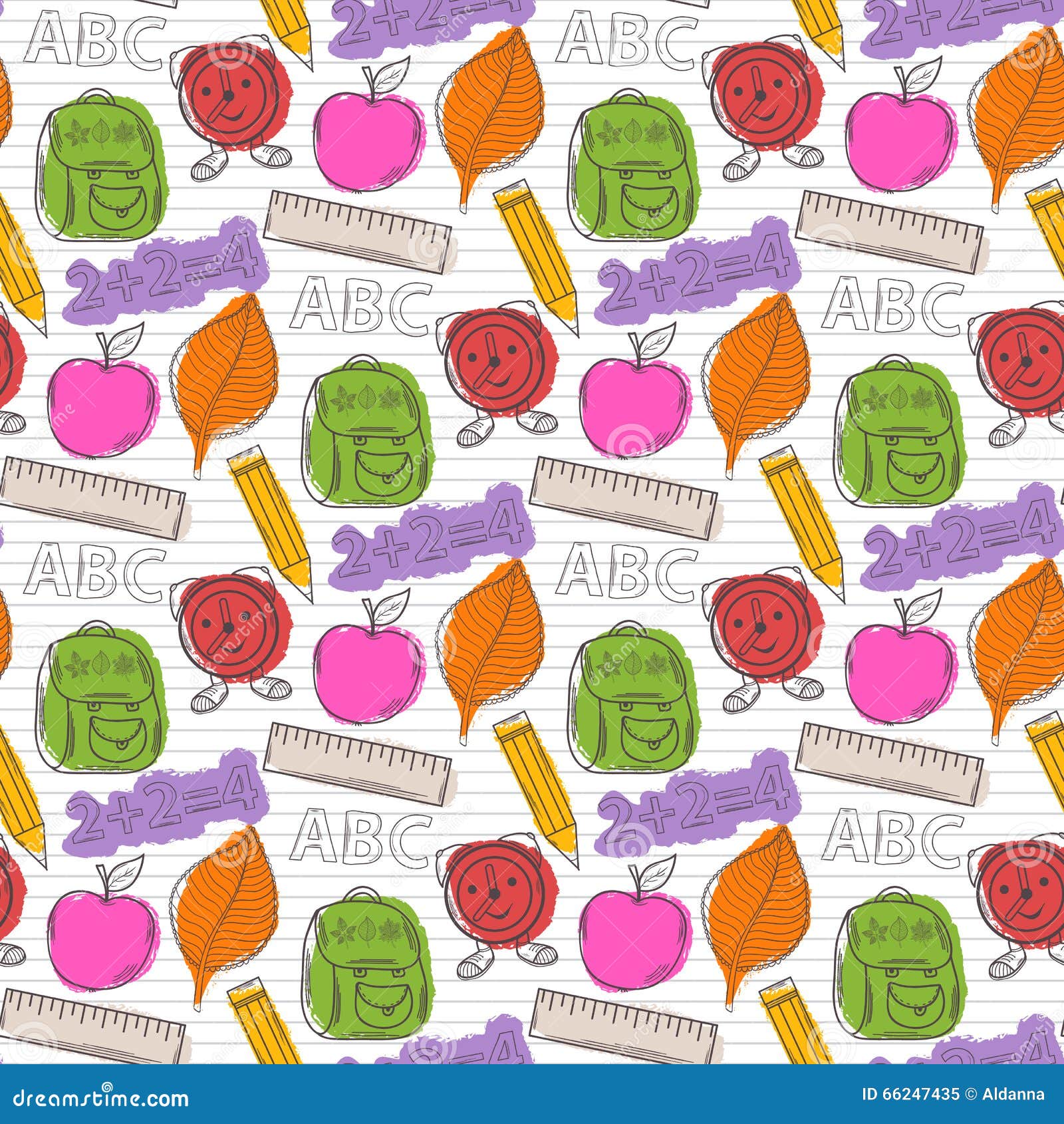 School Pattern with Color Blots Stock Vector - Illustration of color ...