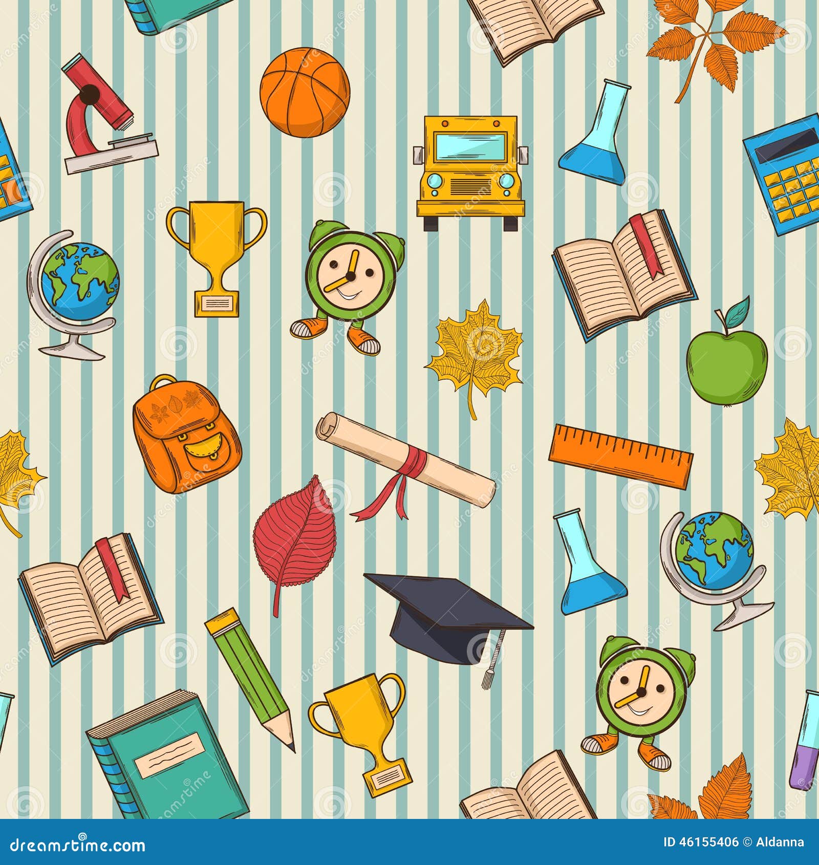 School Pattern on Striped Bacground Stock Vector - Illustration of ...