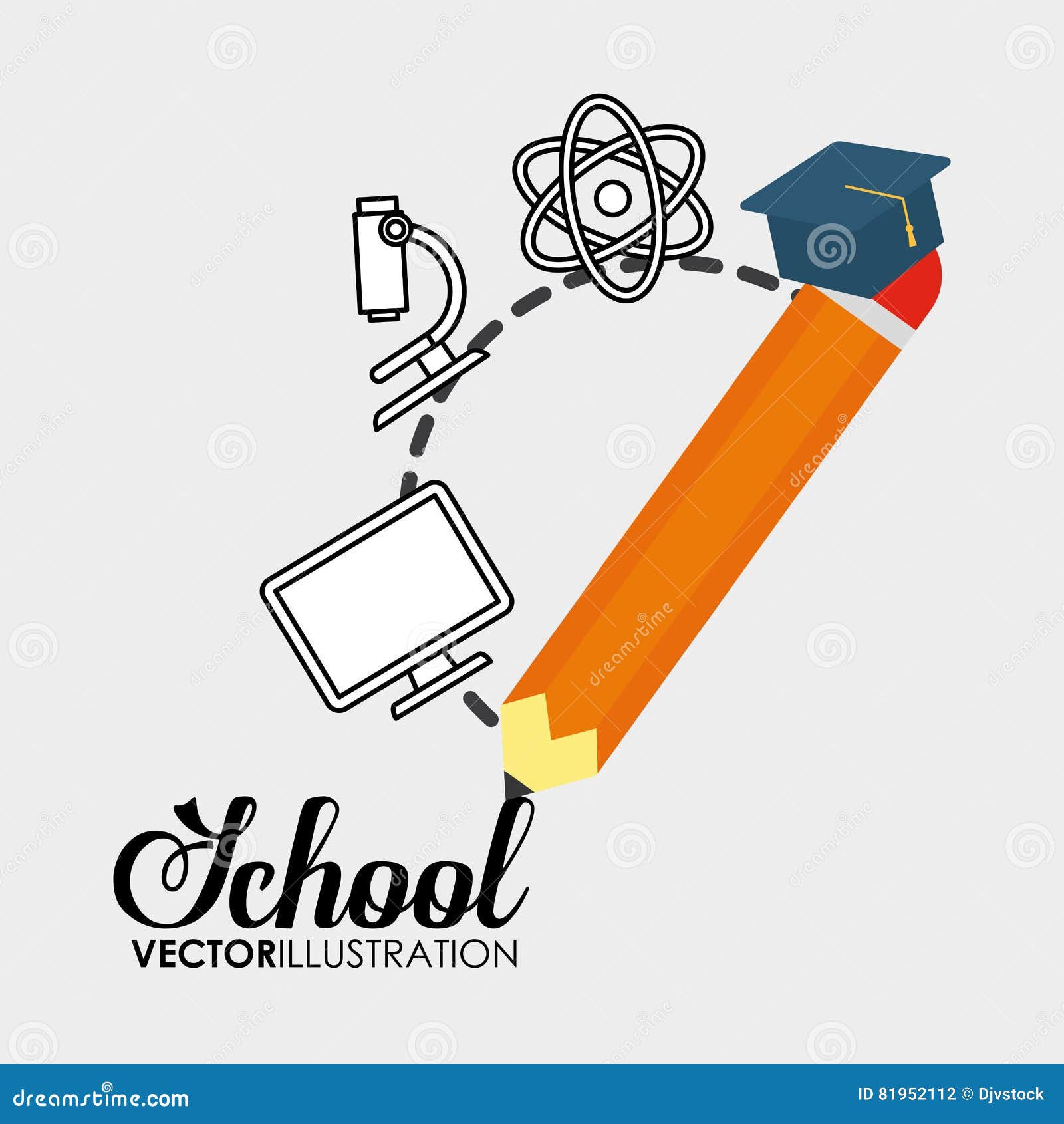 School Pencil Graduation Elements Icon Stock Vector - Illustration of ...