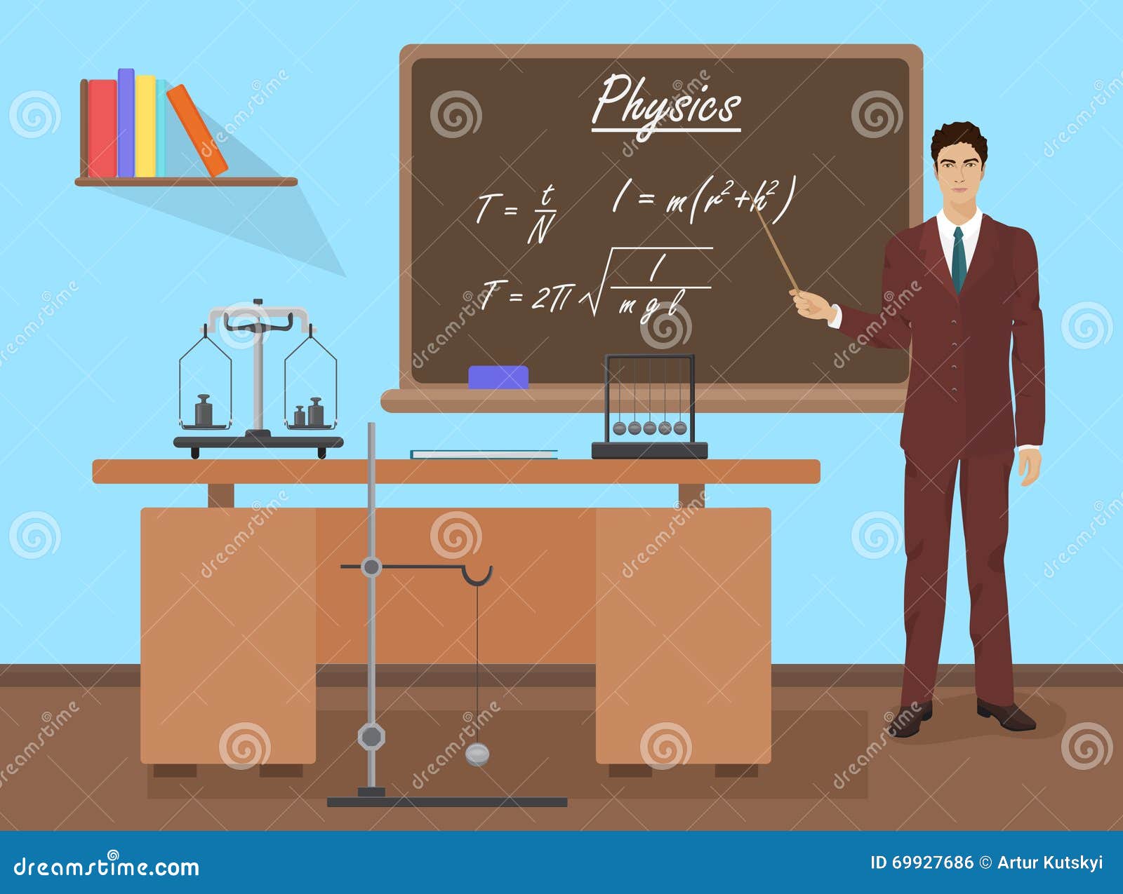 School Physics Male Teacher in Audience Class Concept. Vector ... School Physics Male Teacher in Audience Class Concept. Vector ...