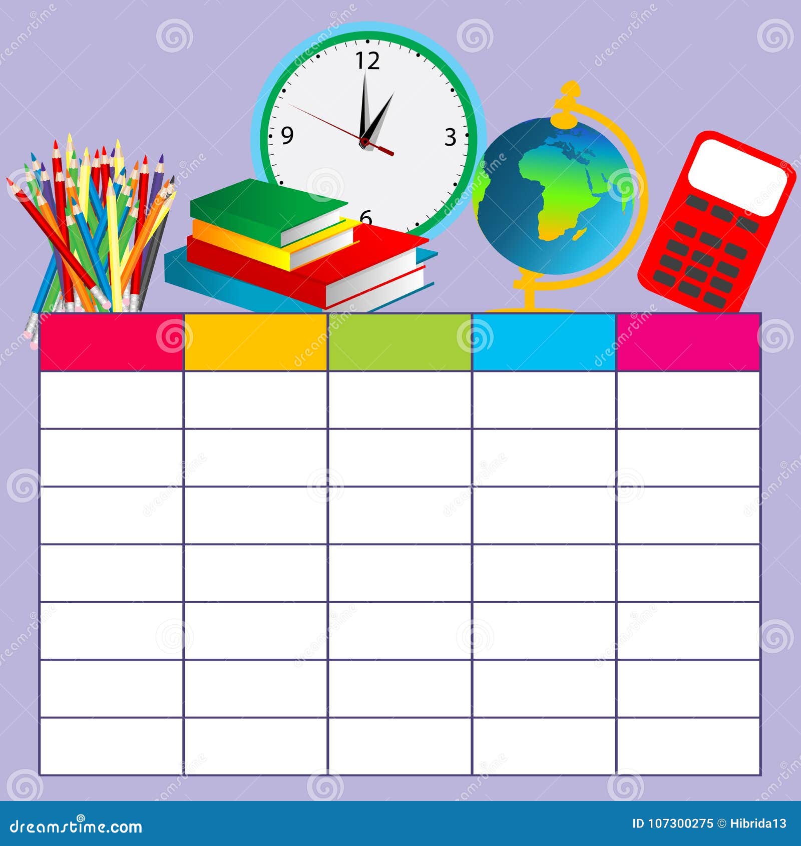 School Plan Schedule Template Memos Set For Children Vector ...