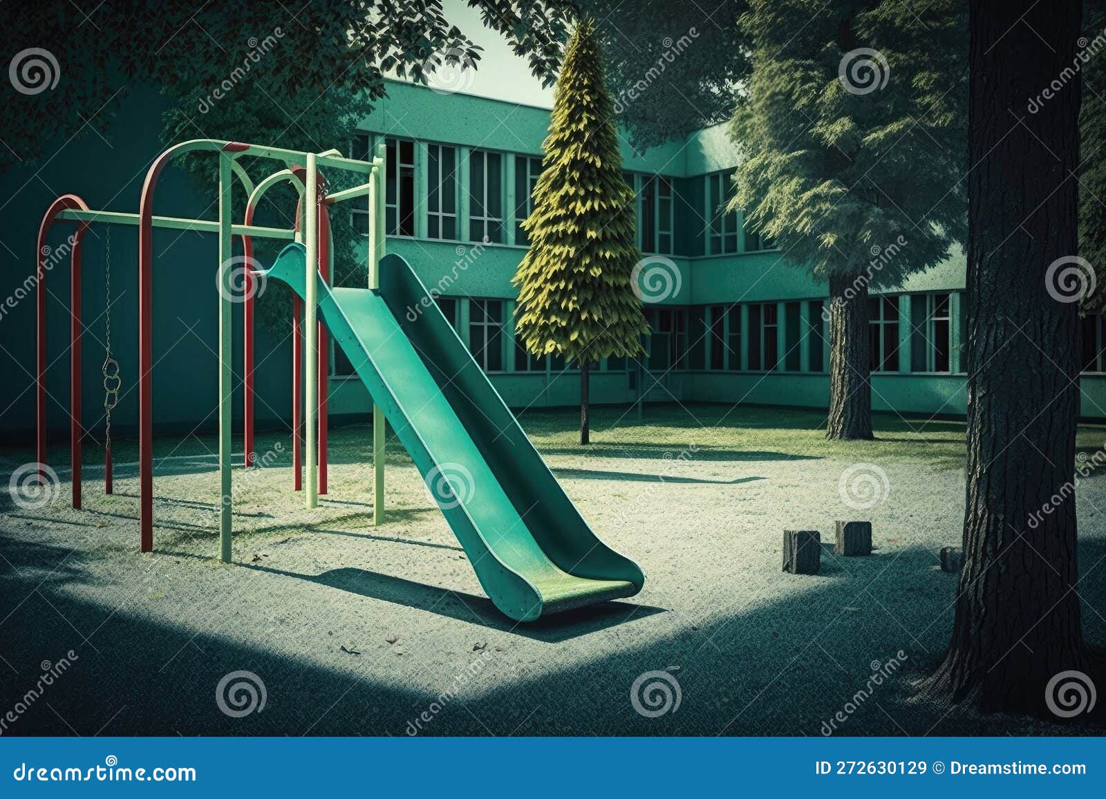 School Playground, Empty and Quiet during Summer Break Stock ...