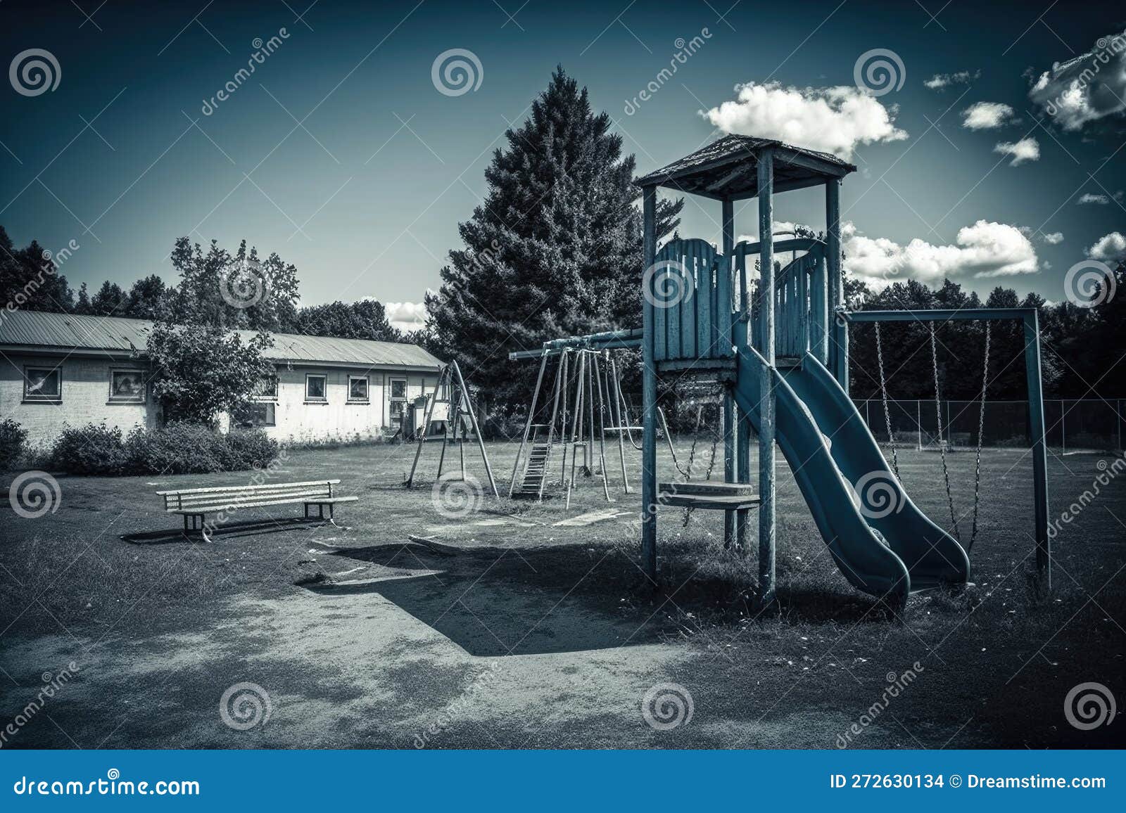 School Playground, Empty and Quiet during Summer Break Stock ...