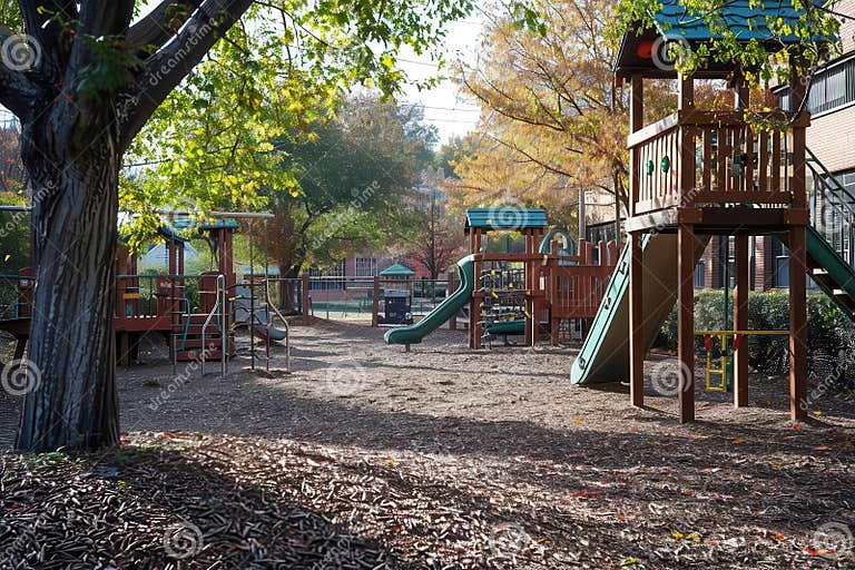 A School Playground with Swings, Slides, and Climbing Structures Stock ... A School Playground with Swings, Slides, and Climbing Structures Stock ...