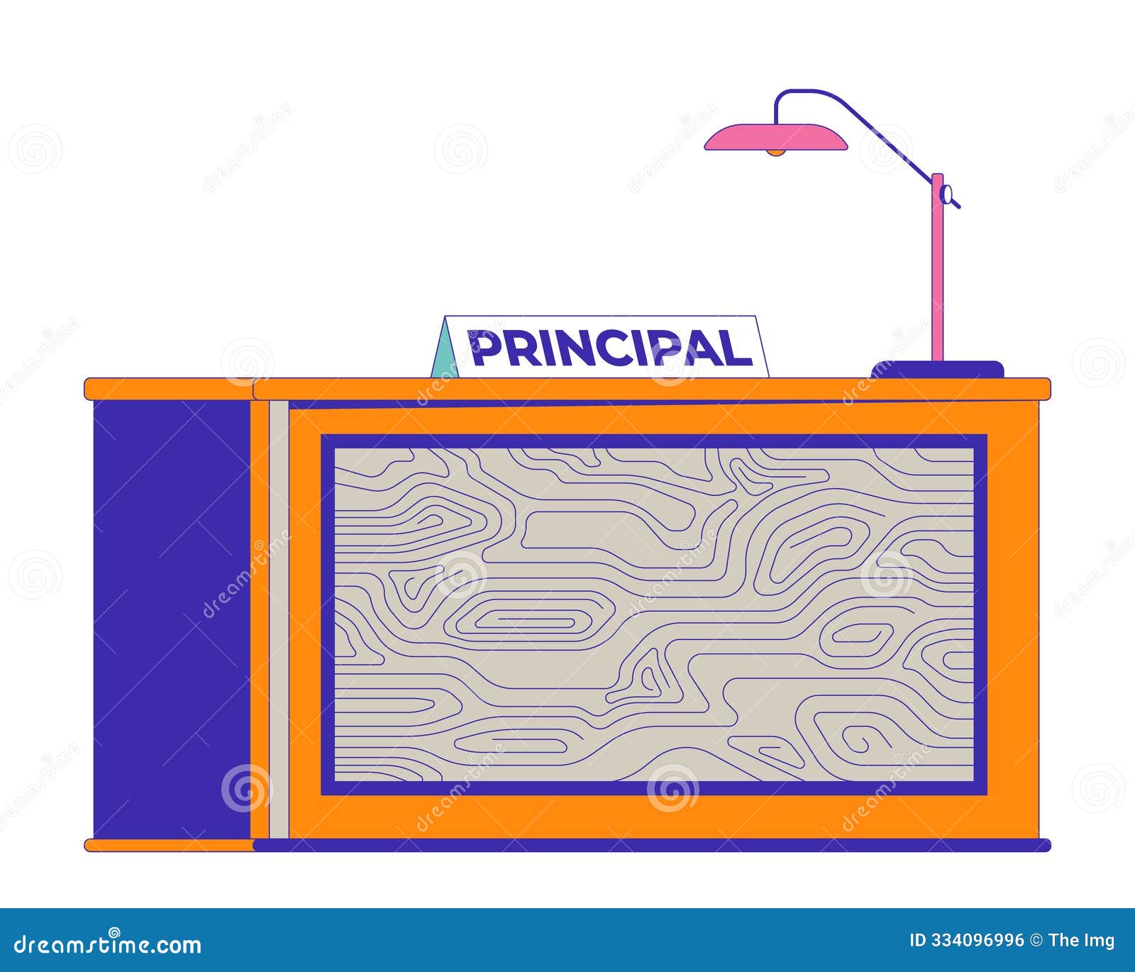 School Principal Desk 2D Cartoon Object Stock Illustration ...