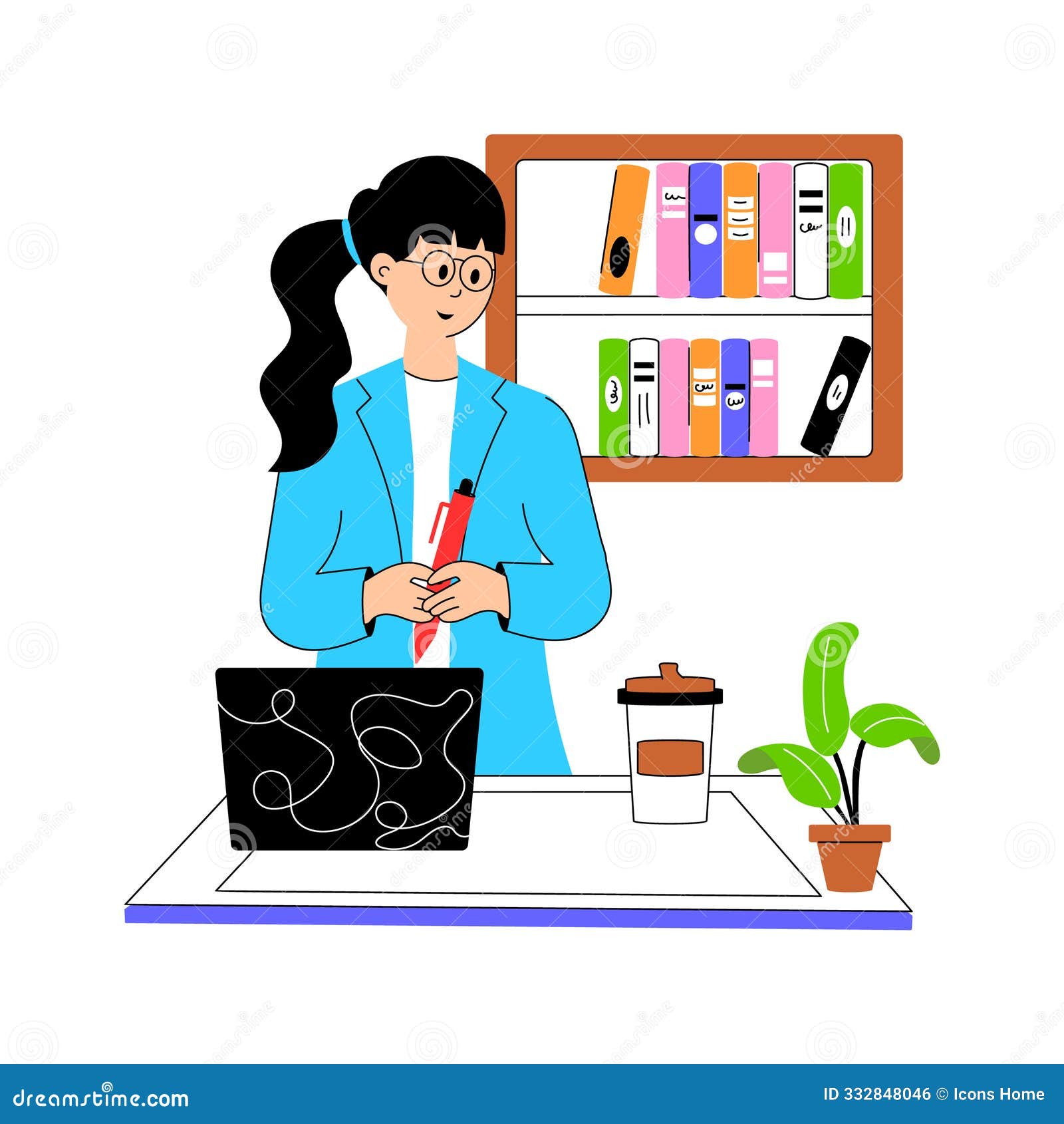 School Principal Isolated Coloring Page For Kids Cartoon Vector ...