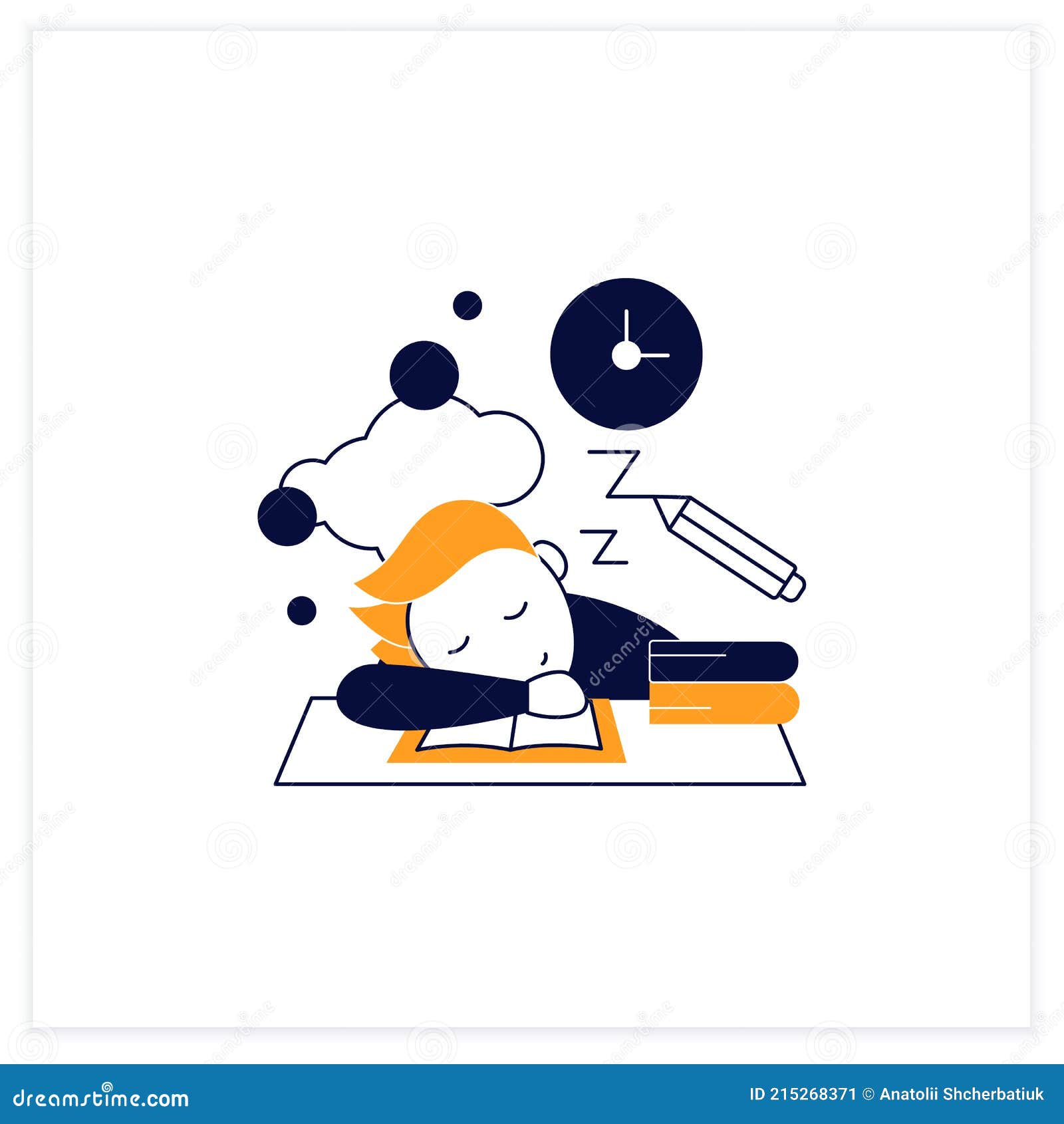 School Procrastinating Flat Icon Stock Vector - Illustration of sleep ...