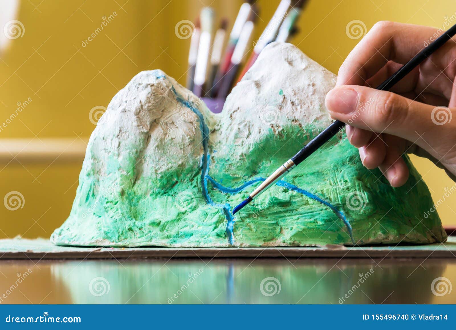 School Project, Model of Mountain and River Stock Photo - Image of ...
